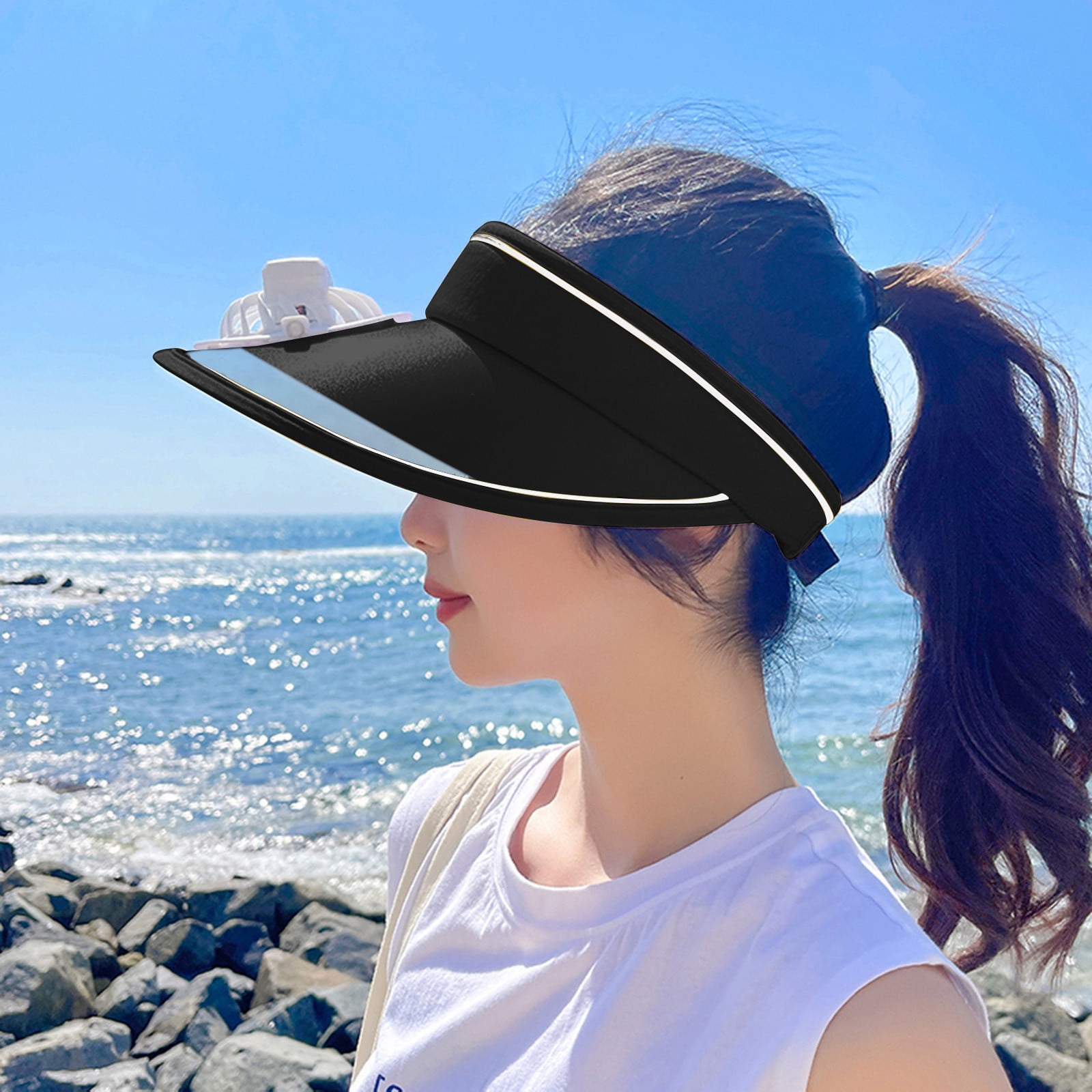 Neorosiri Women's Fan Visor Hat with Built-in Fan: Three-Speed Cooling ...