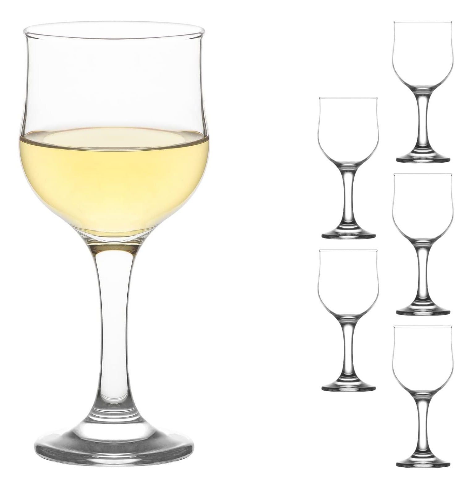 Neoskon Small Premium Wine Glasses Set Of 6 Clear White Wine Glasses 8 Oz Shape Short Stem