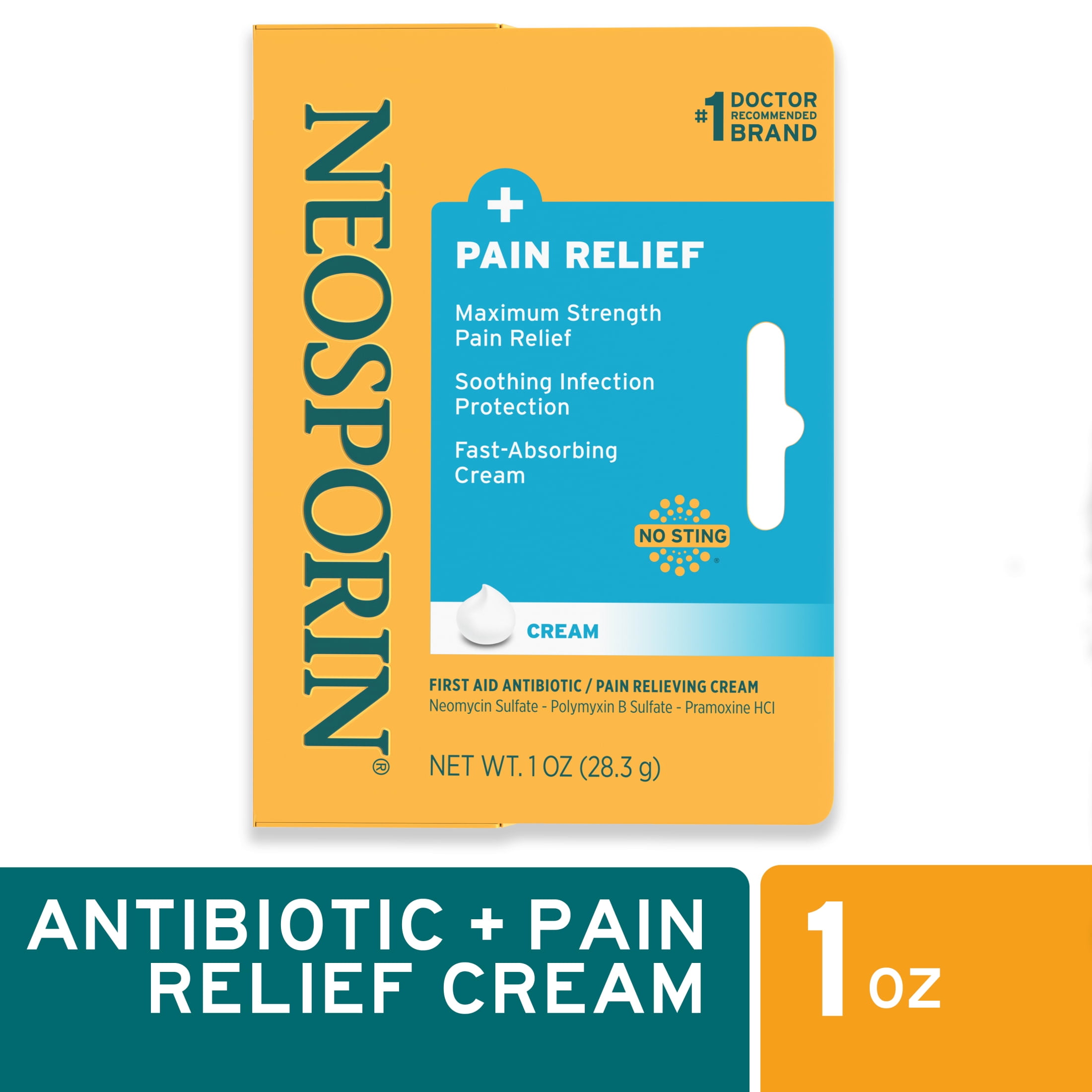 Neosporin + Pain Relief Dual Action First Aid Antibiotic Cream, 1 oz ...