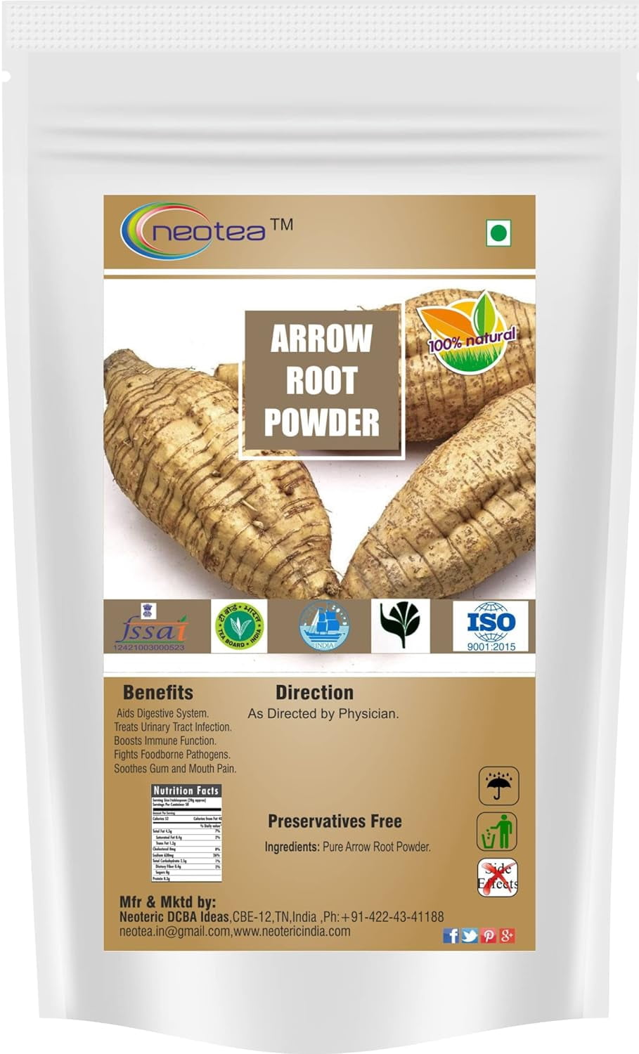 Neotea Arrow Root Powder 300 Gm - Walmart.com