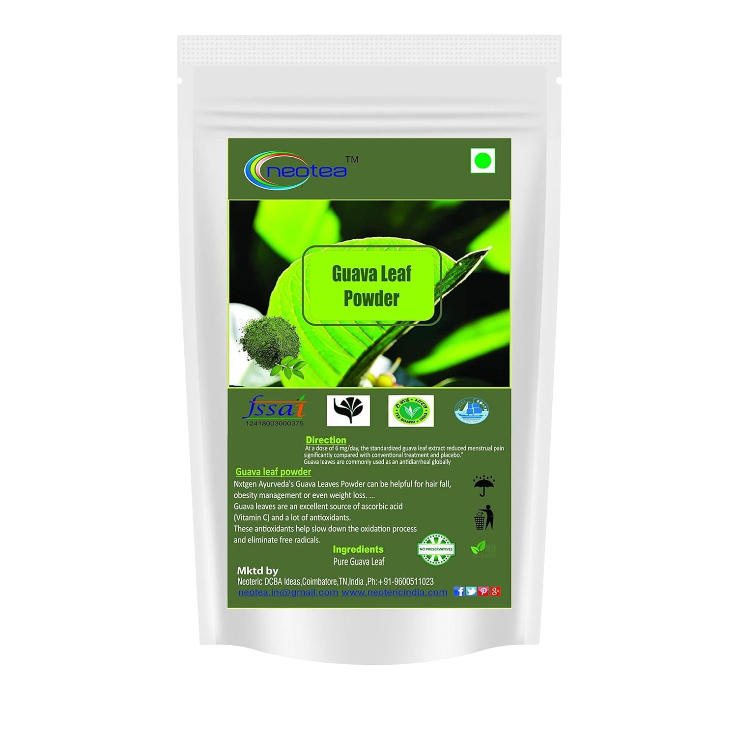 Neotea Guava Leaf Powder 1Kg pack of 1 - Walmart.com