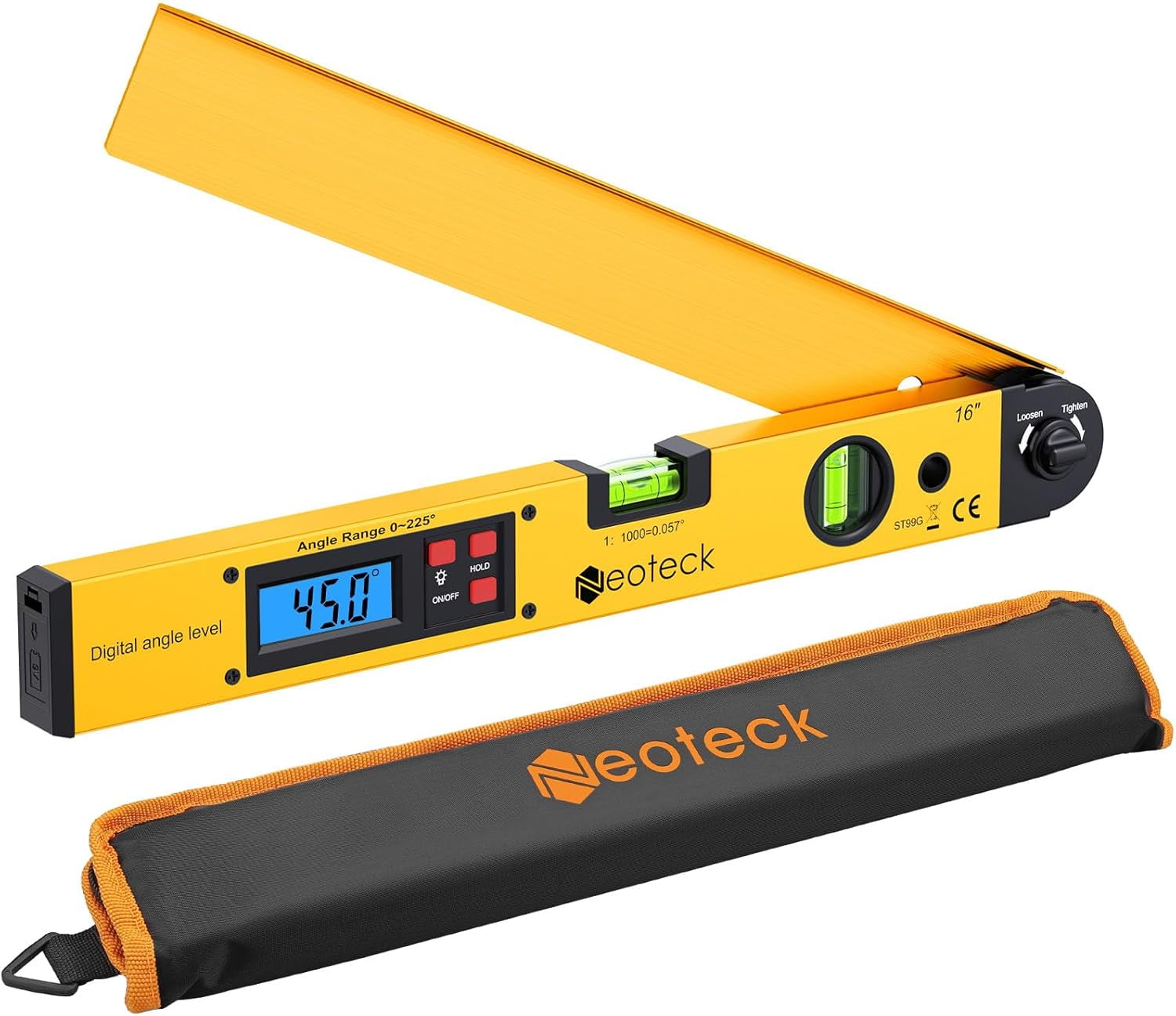 Neoteck 225° 16 inch Digital Angle Finder Aluminum Protractor with LCD ...