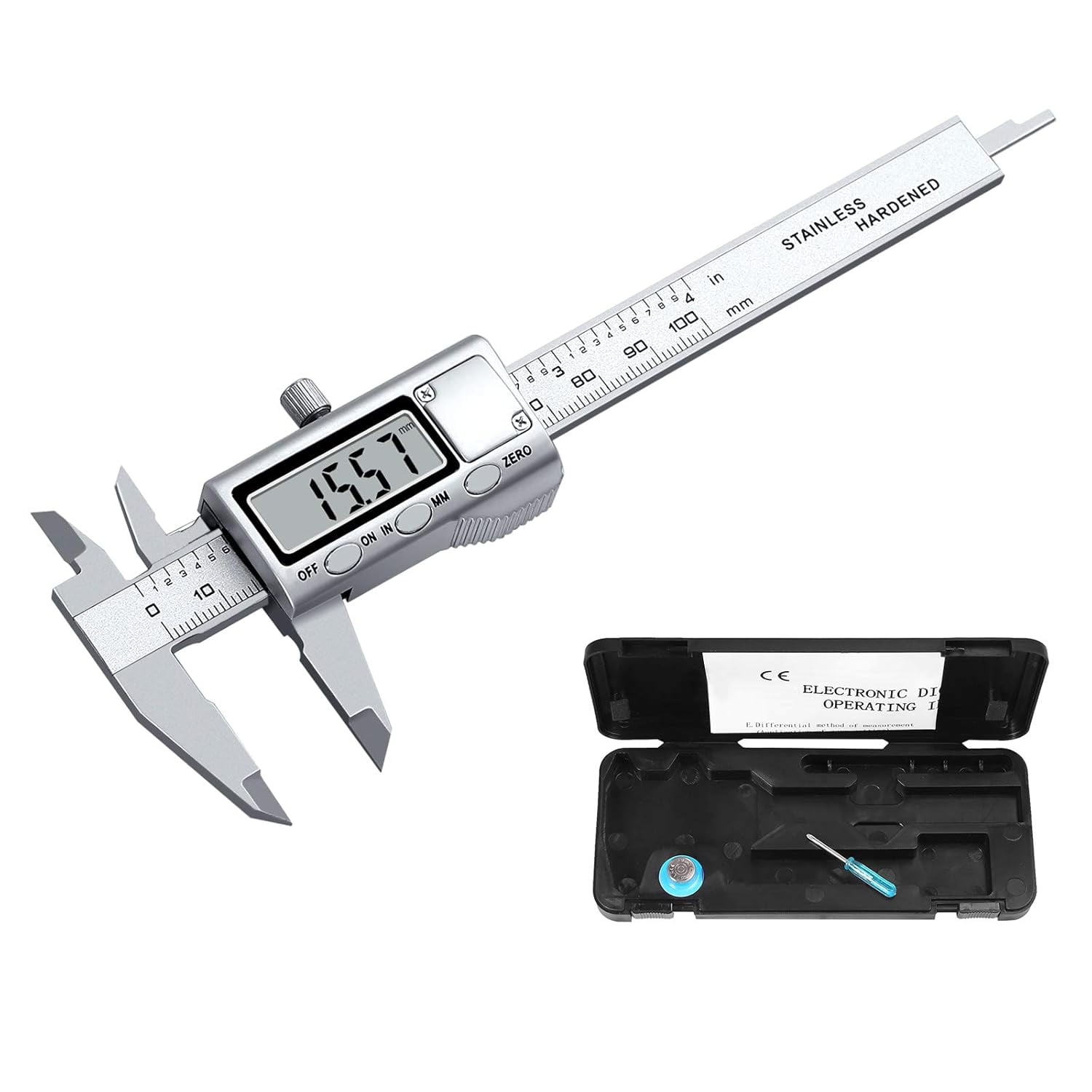 Neoteck 4 inch/100mm Digital Caliper, Stainless Steel Electronic ...