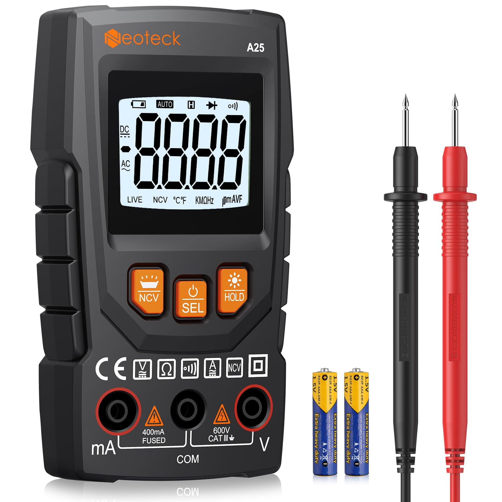 Neoteck 4000 Counts Smart Multimeter Measures AC/DC Current&Voltage ...