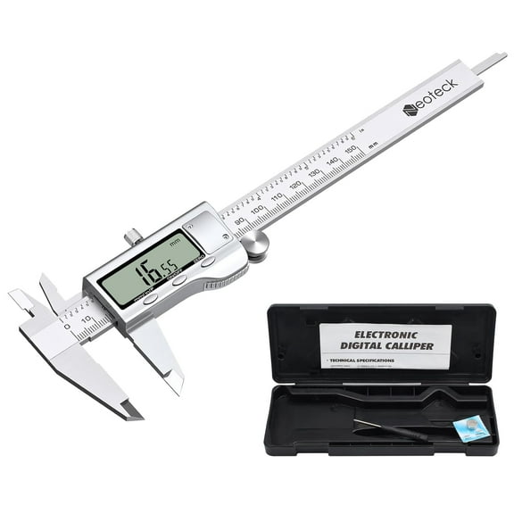 NEIKO 6 Inches Digital Caliper, Stainless Steel, Large LCD, Metric ...