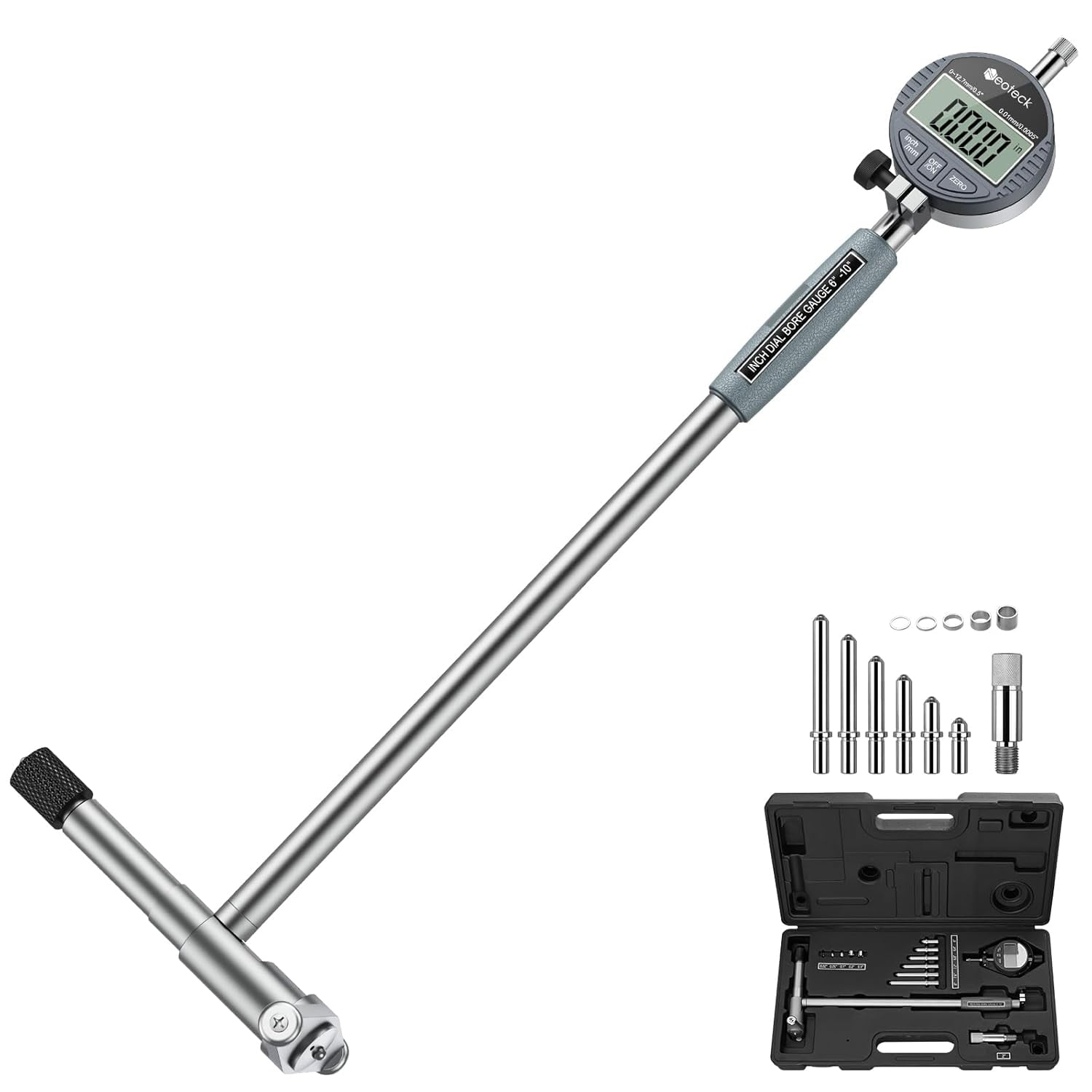 Neoteck Bore Gauge Set Digital Indicator Dial Bore Gauge (2-6"/0.0005") with Self-Centering Dial ...