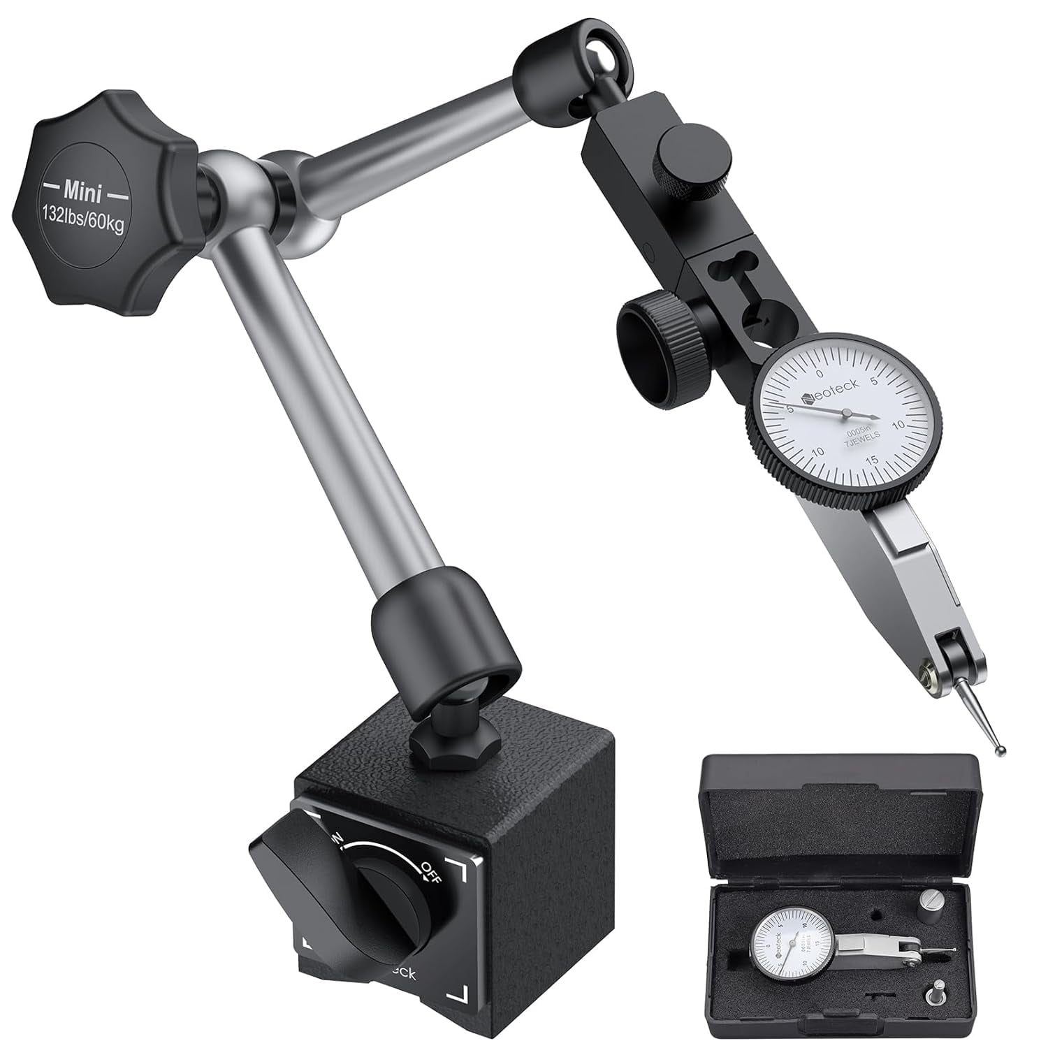 Neoteck Dial Test Indicator with Magnetic Base Stand and Storage Case ...