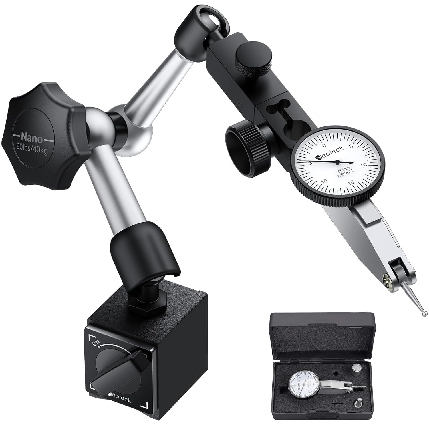 Neoteck Dial Test Indicator with Magnetic Base Stand and Storage Case ...