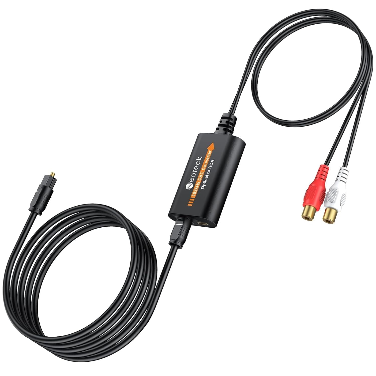 Neoteck Optical to RCA Converter 192 KHZ Digital to Analog Audio Converter Optical to RCA ...