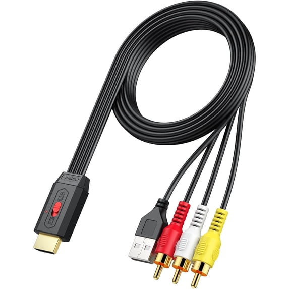 Neoteck RCA to HDMI Converter 60cm/2ft RCA to HDMI Cable Supports 16:9 ...