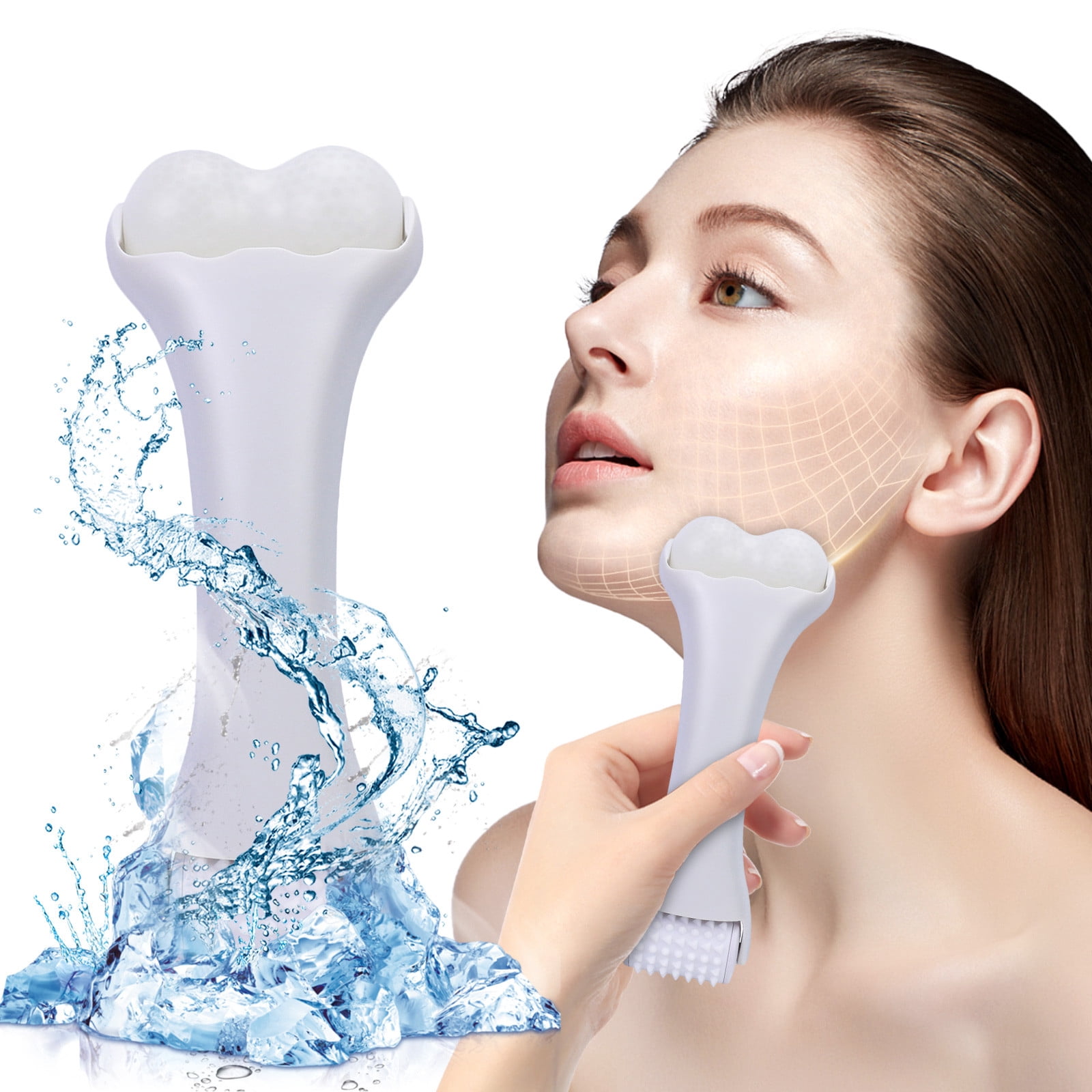 Neoyler 2 in 1 Double headed Facial Massage Roller with Ice Gel End for ...