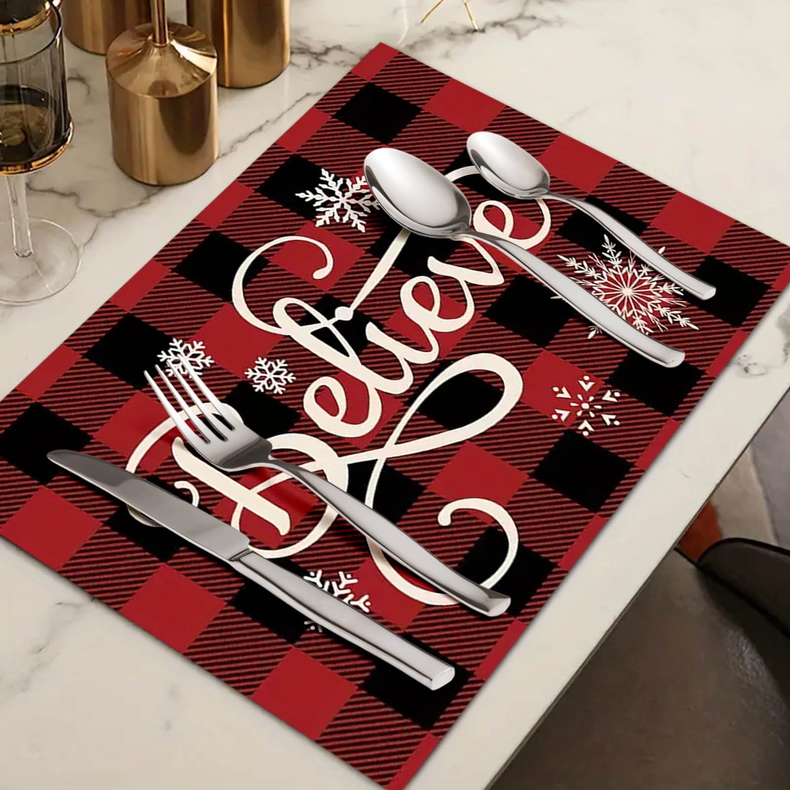 Neoyler 4 Pack Christmas Placemat Table Mat Christmas Thanksgiving ...