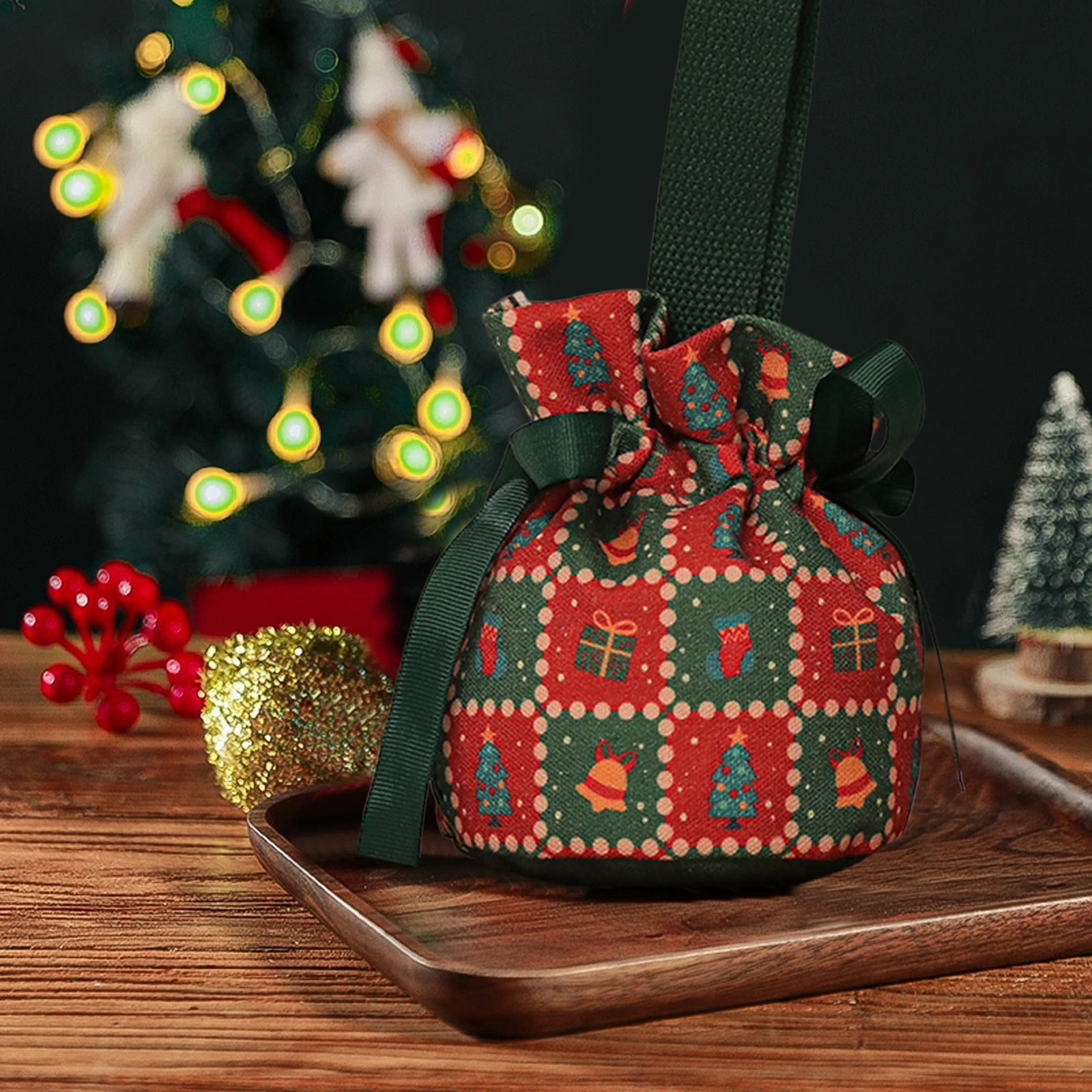 Neoyler Christmas Decorations Linen Gift Bags Cartoon Pattern ...