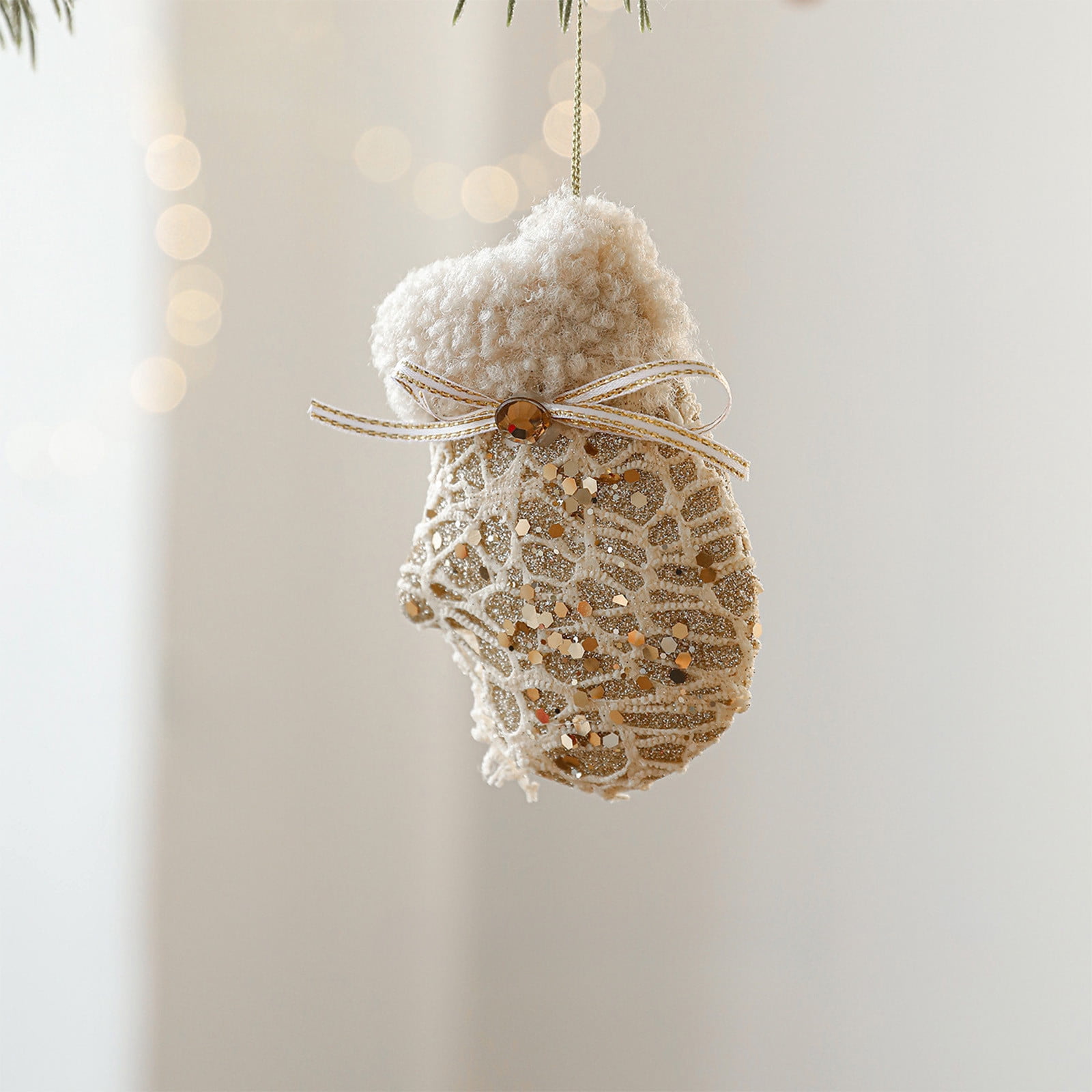Neoyler Christmas Ornaments Foam Pearl Hanging Ornament with Glitter ...
