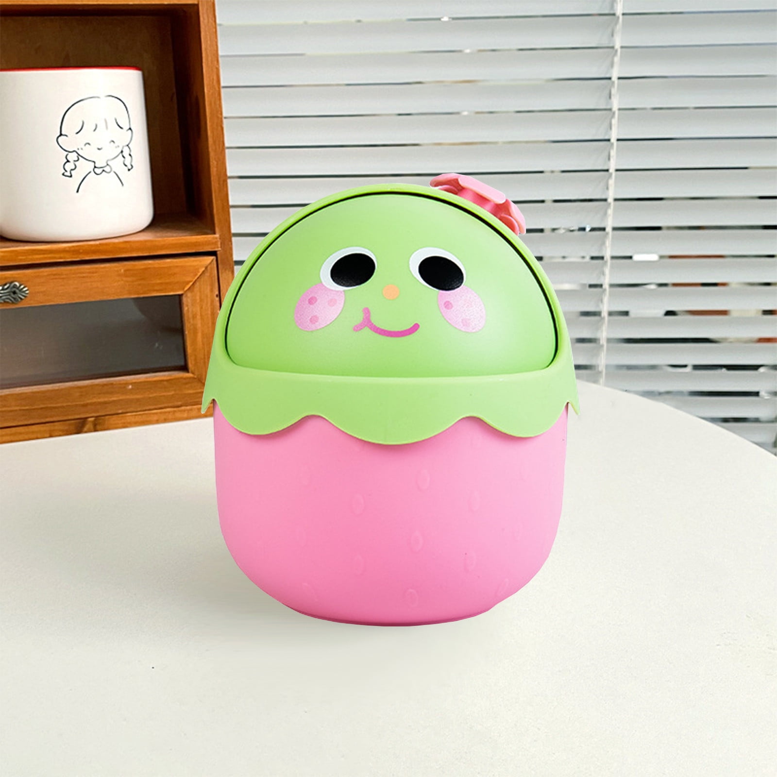 Neoyler Compact Desktop Rubbish Bin with Lid Small Size for Bedroom ...