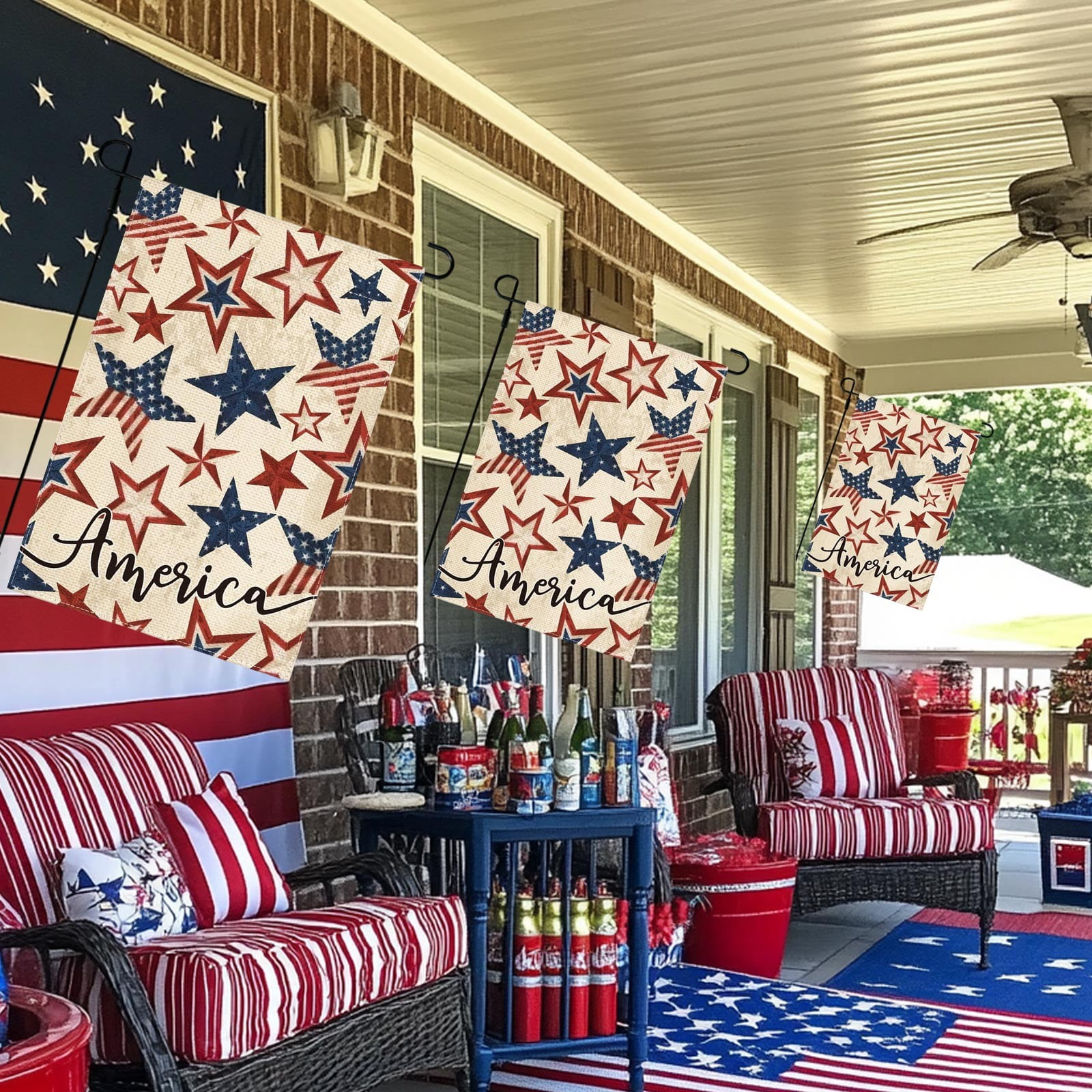 Neoyler Double Sided Patriotic Garden Flag USA Independence Day Decor ...