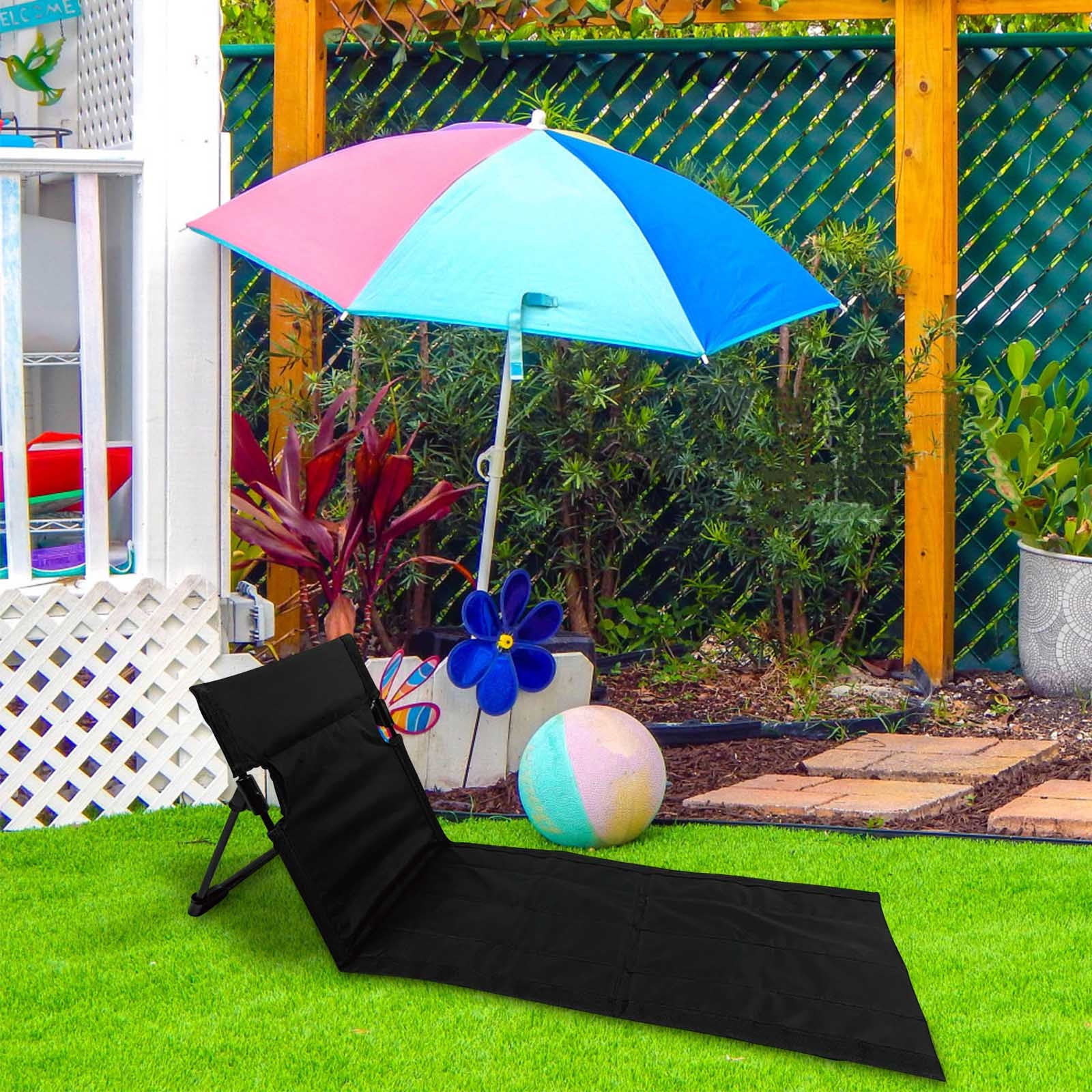 Neoyler Foldable Beach Mat with Backrest for Camping Sunbathing and ...