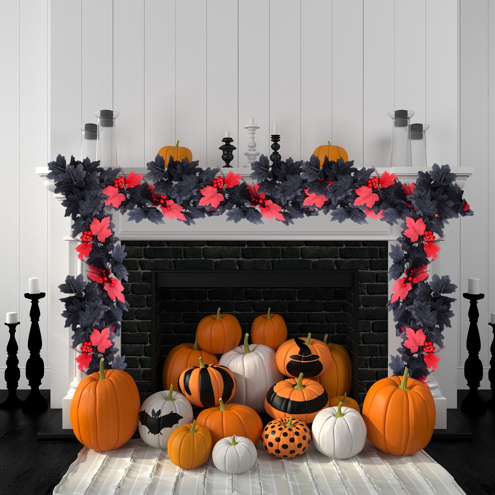 Neoyler Halloween Decorations Maple Leaf Twigs for Spooky Indoor and ...