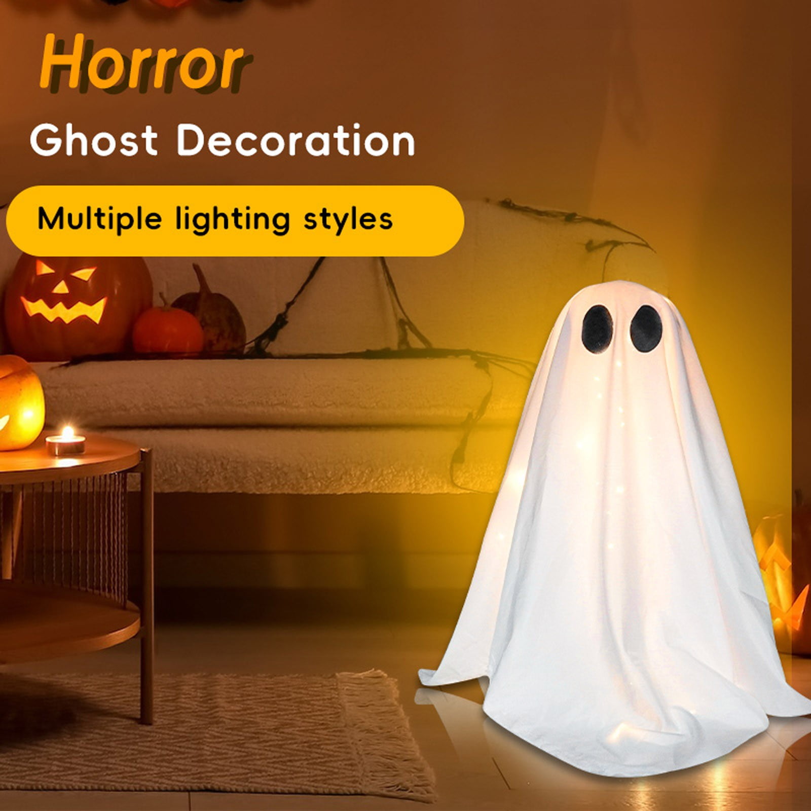 Neoyler Halloween Ghost Decorations Indoor with Led Lights for Spooky ...