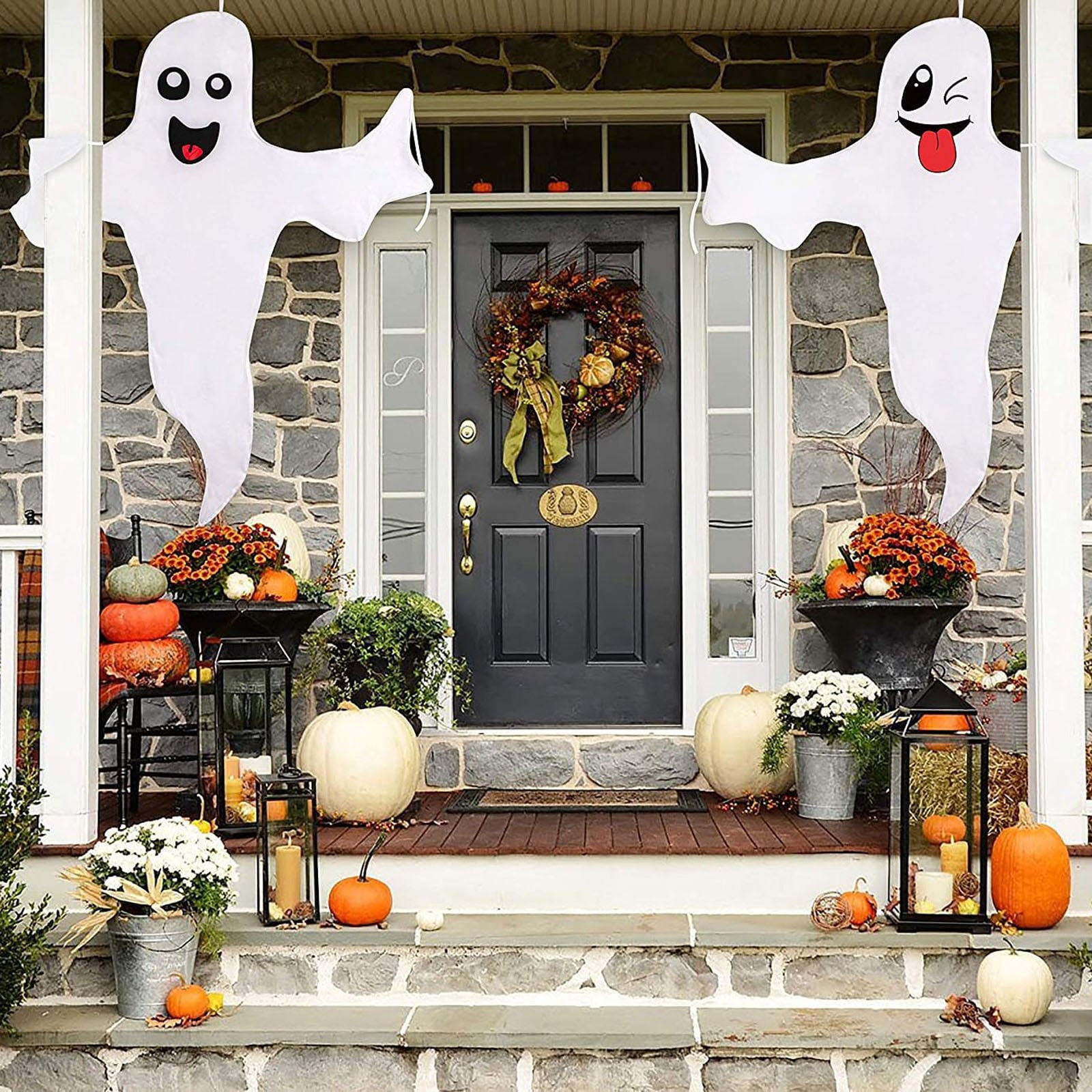 Neoyler Halloween White Ghost Flag Decoration Outdoors Indoors Spooky ...