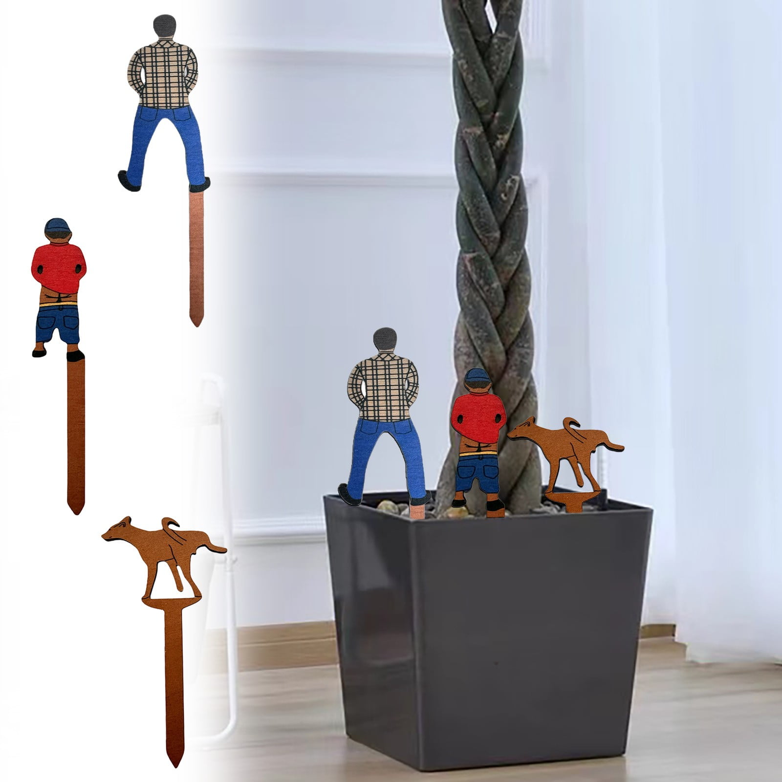 Neoyler Mini Card Wooden Flower Pot Unique Whimsical Garden Decor ...