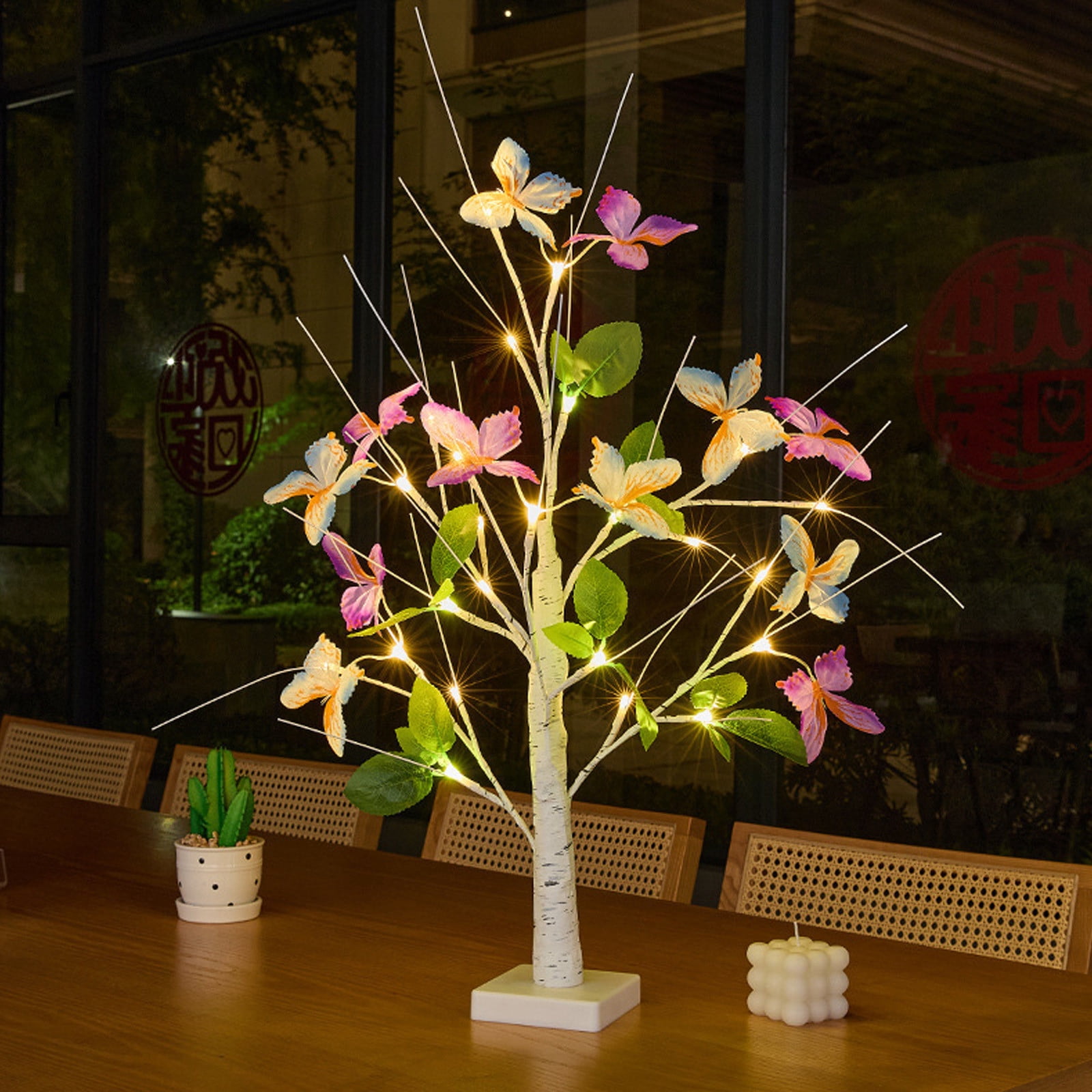 Neoyler Orchid Leaf Decorative Tree Lamp with Warm White Christmas ...