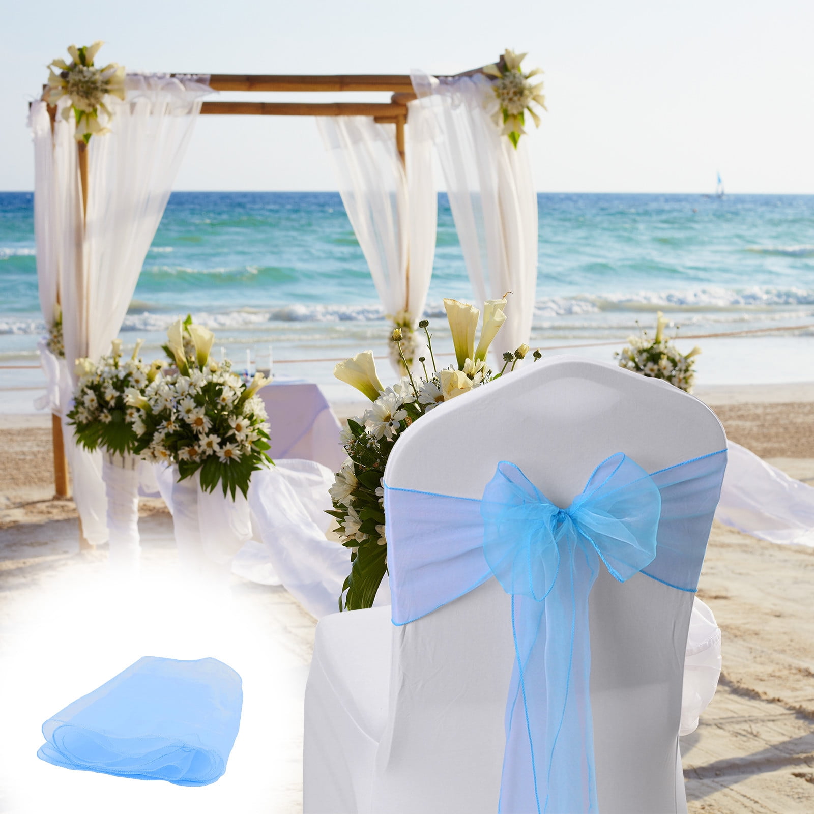 Neoyler Organza Chair Bows Sashes for Wedding Party Decoration ...