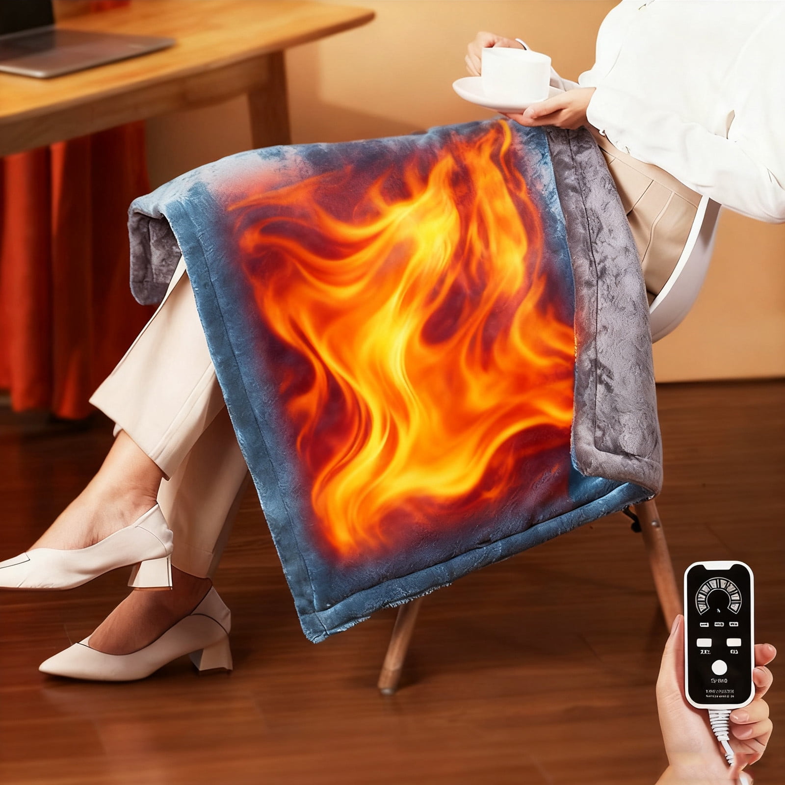 Neoyler Rechargeable Heated Electric Throw Blanket Soft Plush Fast ...