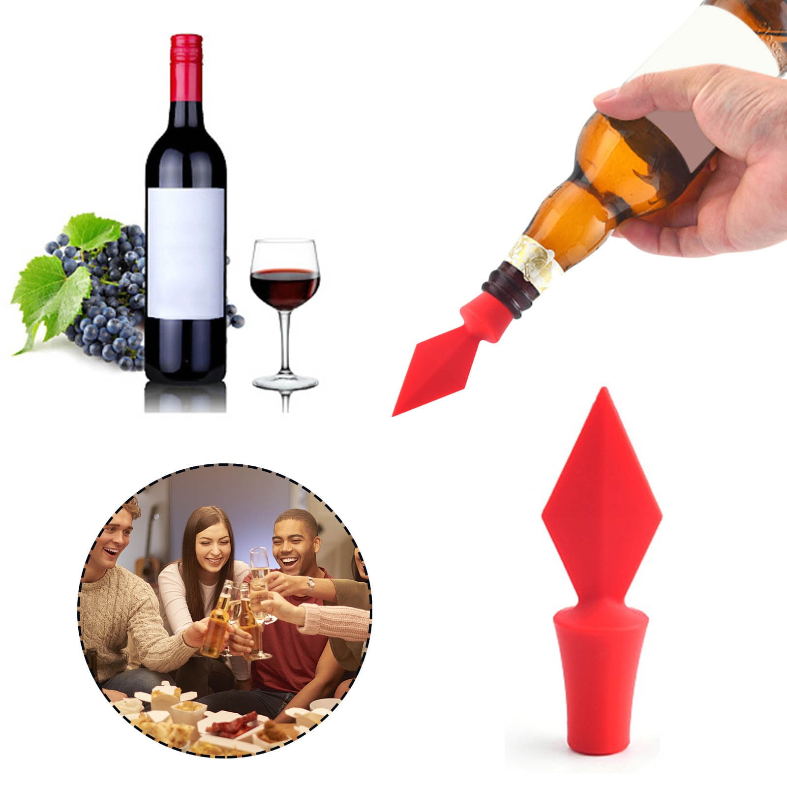Neoyler Reusable Wine Bottle Stopper Beer Glass Bottle Sealer Airtight ...