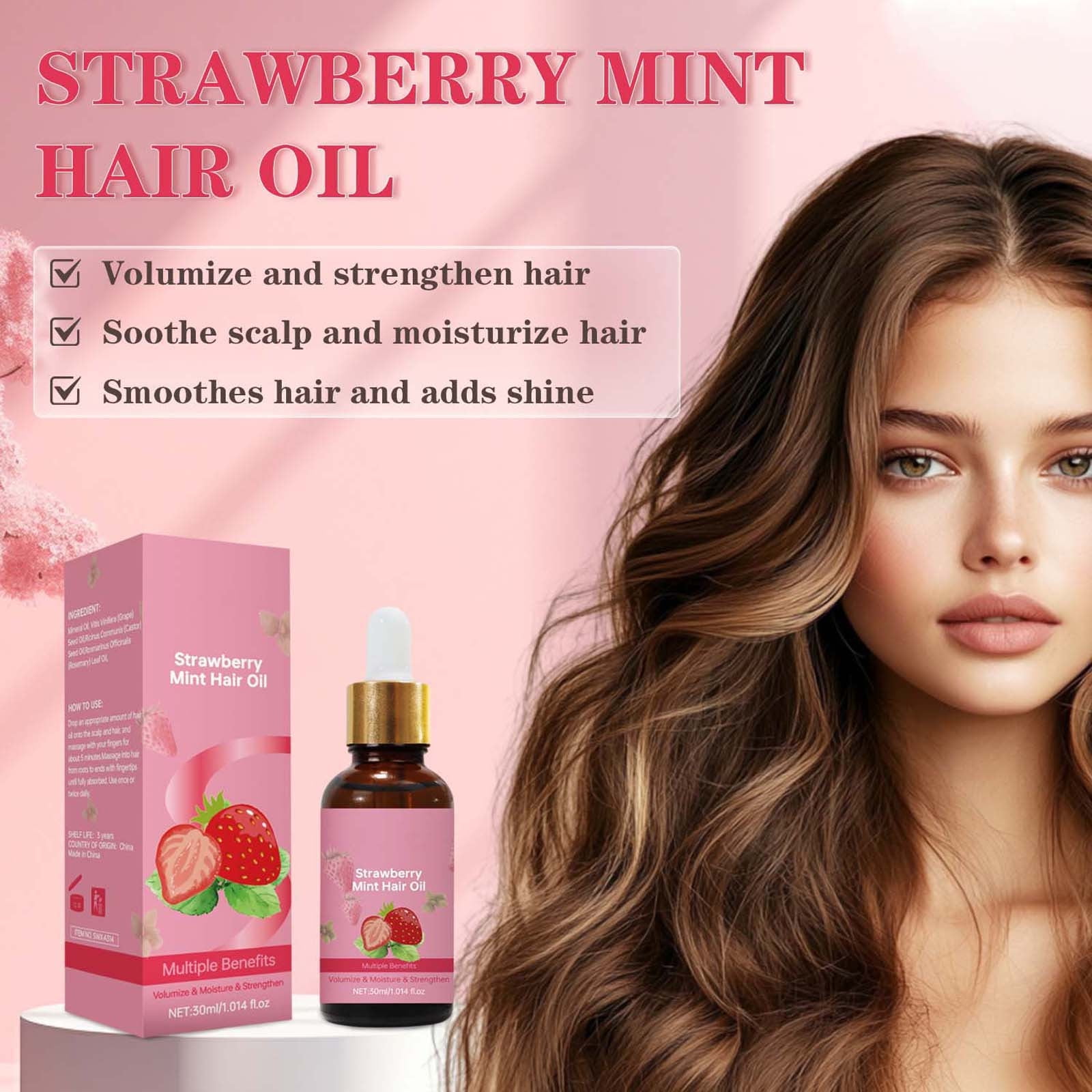 Neoyler Strawberry Mint Hair Care Oil 1 fl oz for Nourishing and ...