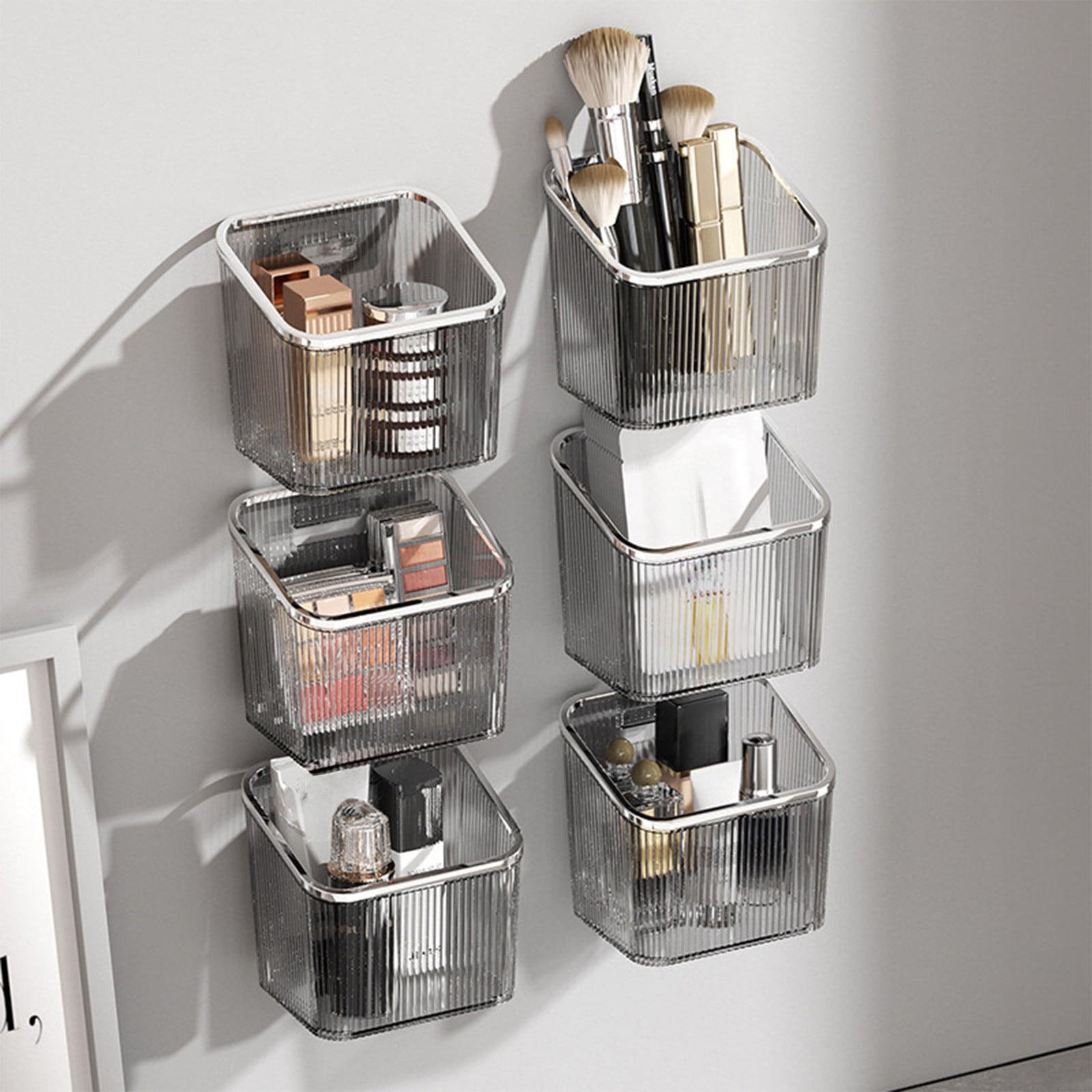 Neoyler Wall Mounted Bathroom Storage Box Clear Plastic Container with ...
