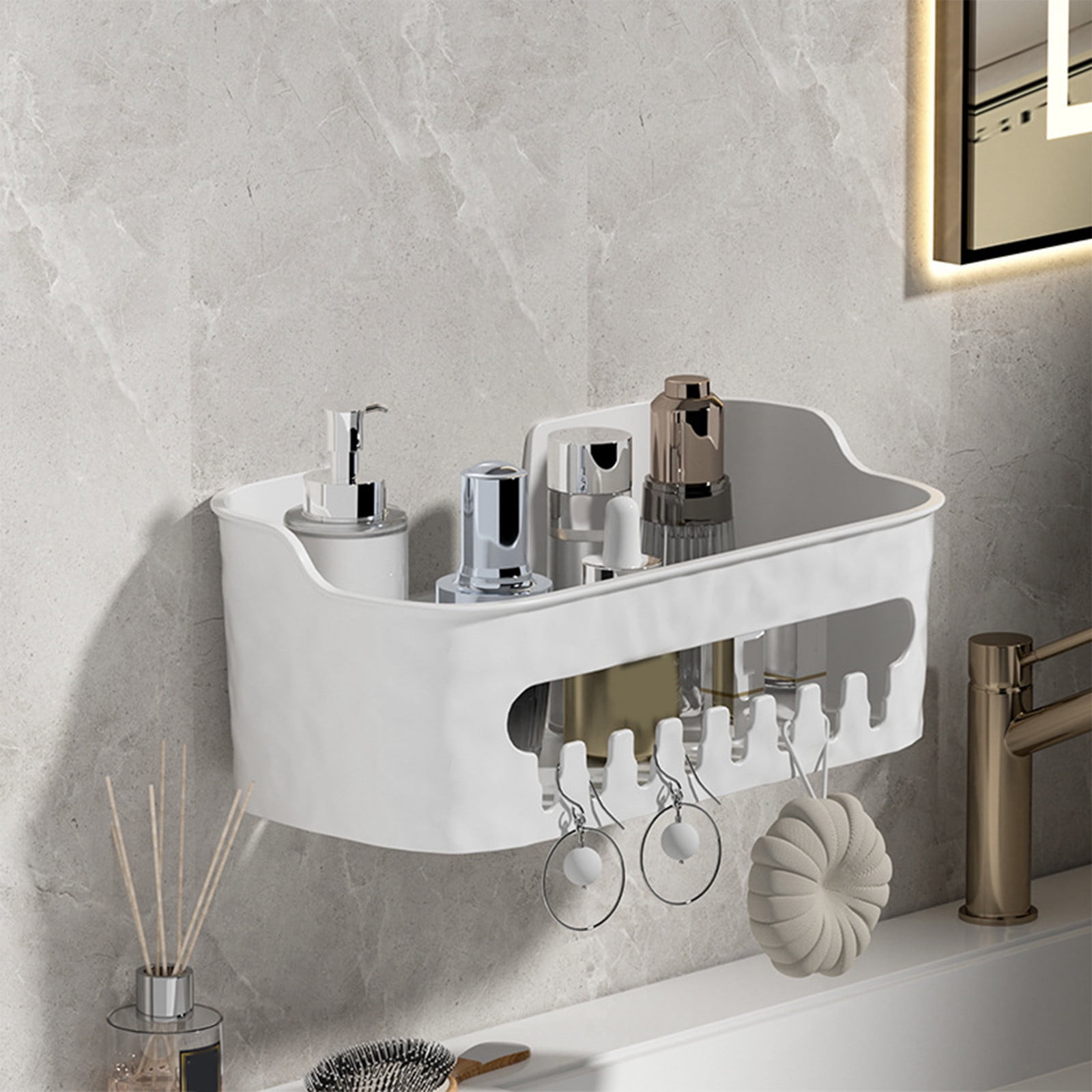 Neoyler Wall Mounted Bathroom Storage Organizer with Strong Load ...