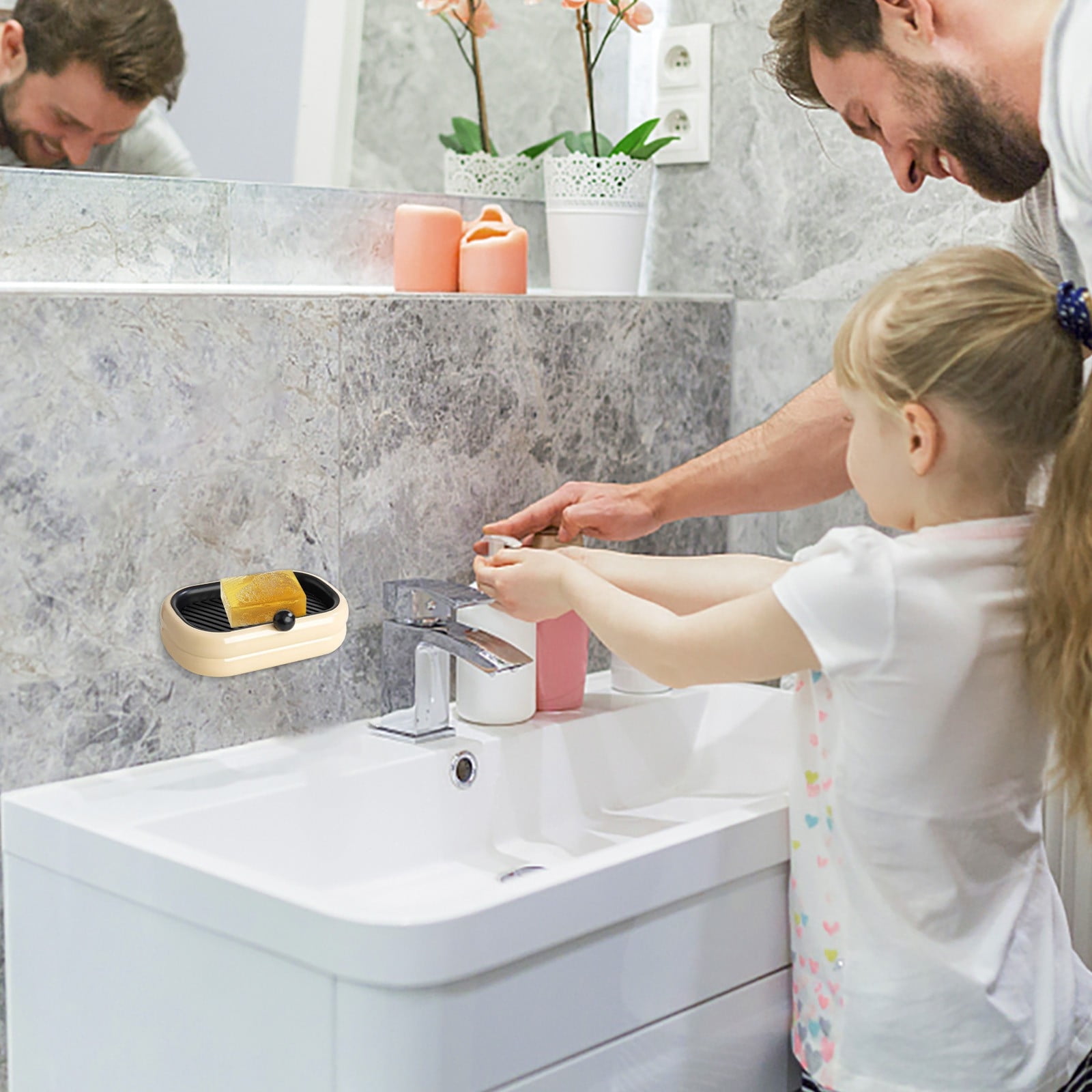 Neoyler Wall Mounted Double Layer Soap Storage Rack with Pull Out Water ...