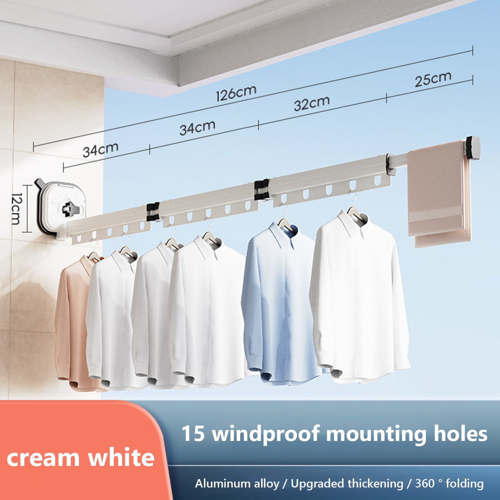 Neoyler Wall Mounted Folding Clothes Hanger with Suction Cup for Indoor ...