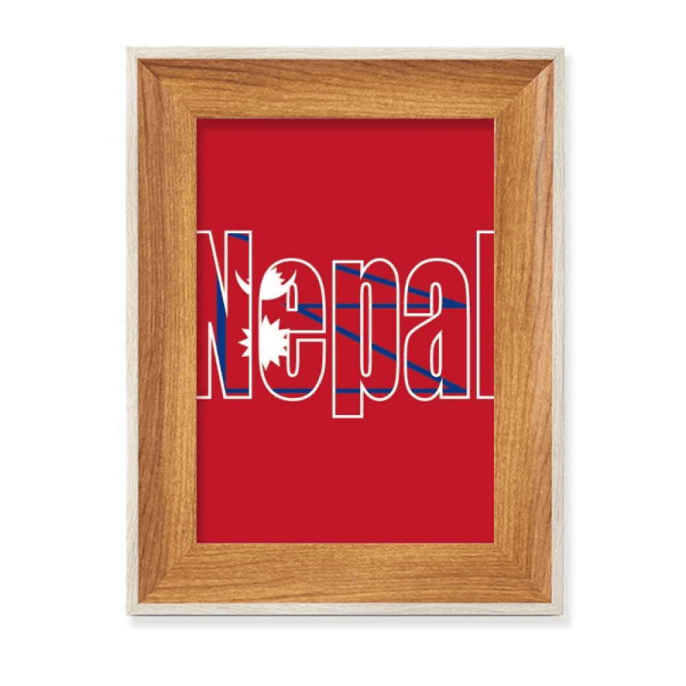 Nepal Country Flag Name Desktop Wooden Photo Frame Display Picture Art ...