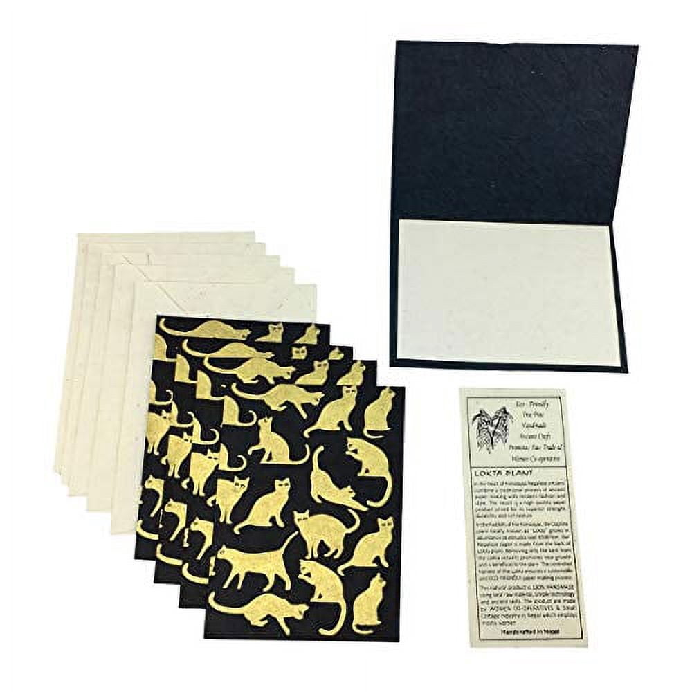 Nepal Greeting Card and Envelope Set: Cats, Eco-friendly Handmade Lokta ...