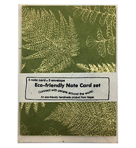 Nepal Greeting Card and Envelope Set: Fern Notecards, Handmade Lokta ...
