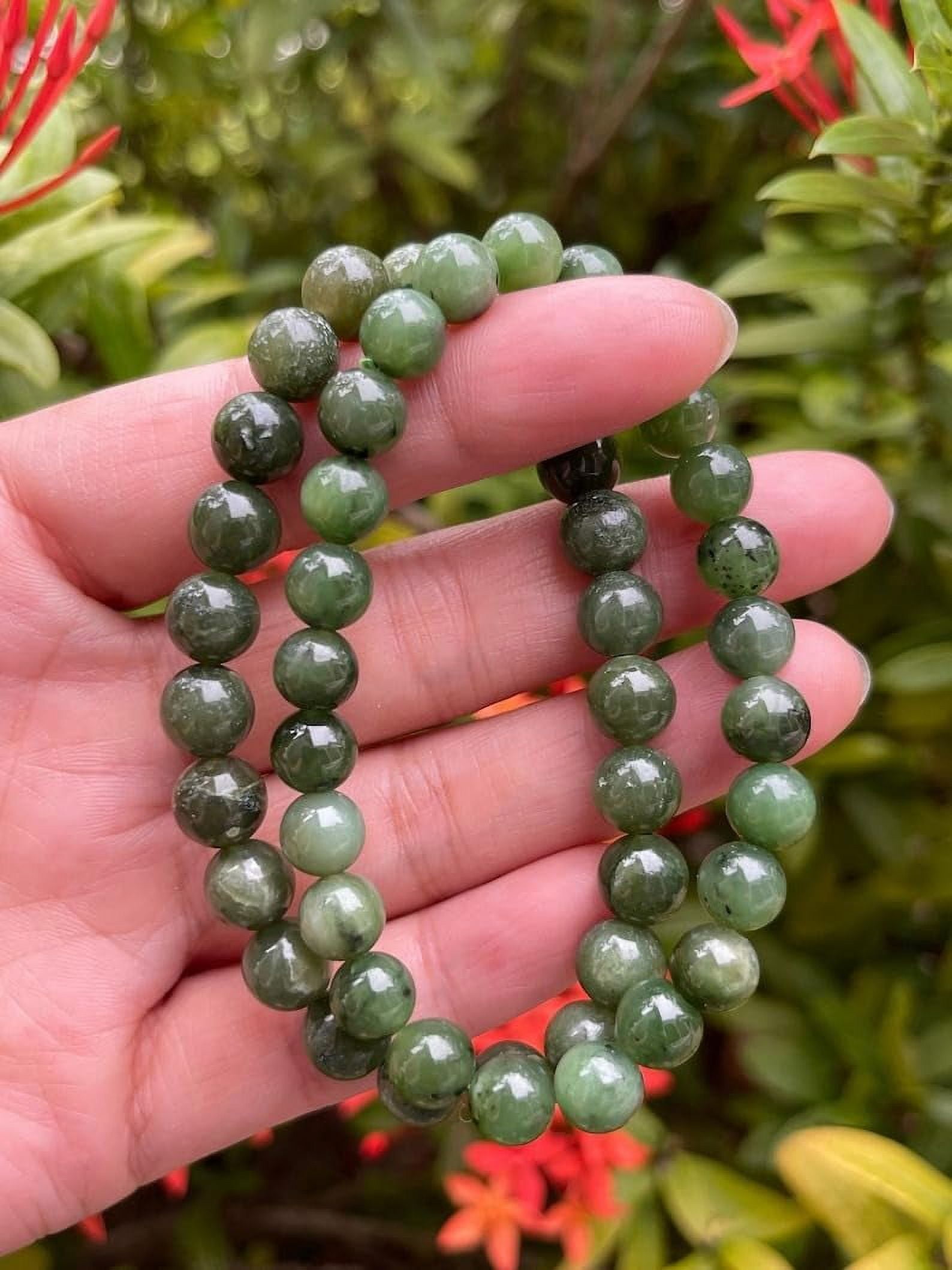 Nephrite Jade Crystal Bead Bracelet 6-8mm, Genuine Nephrite Jade ...