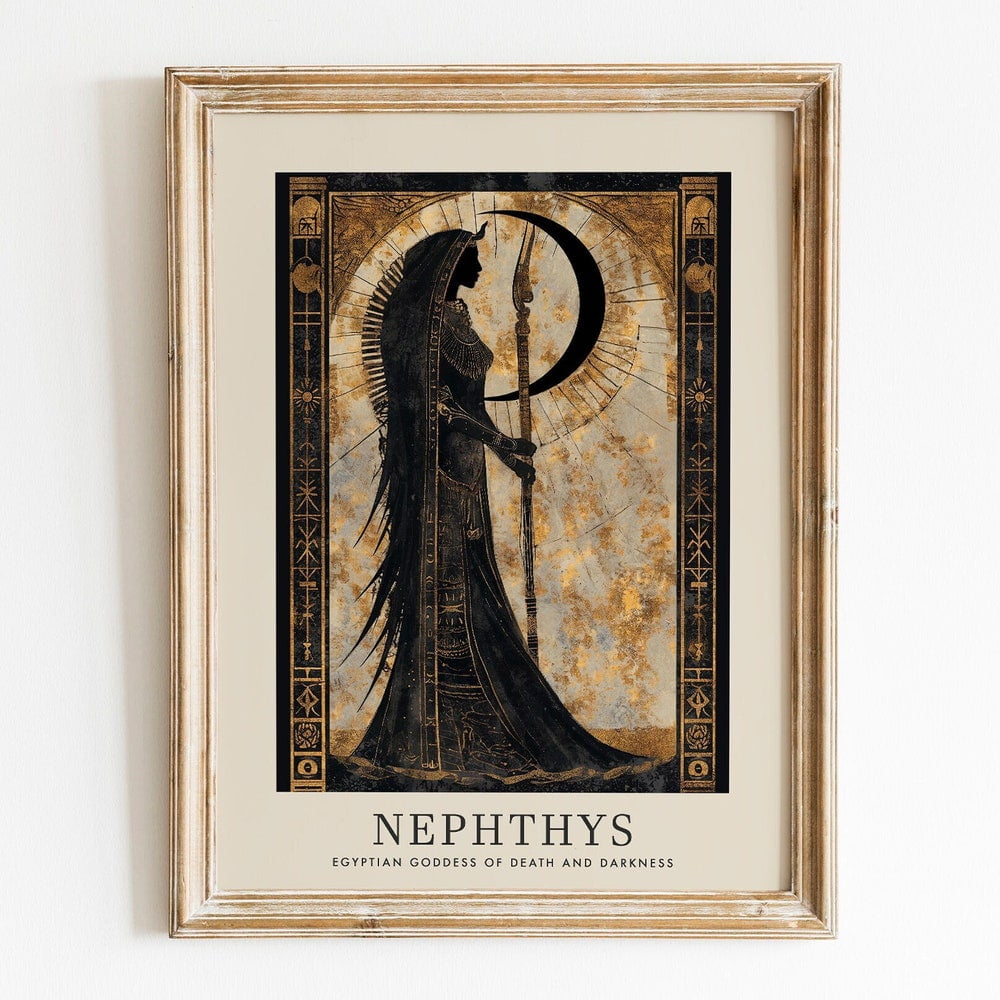Nephthys Egyptian Goddess Of Death And Darkness, Art Nouveau Print ...
