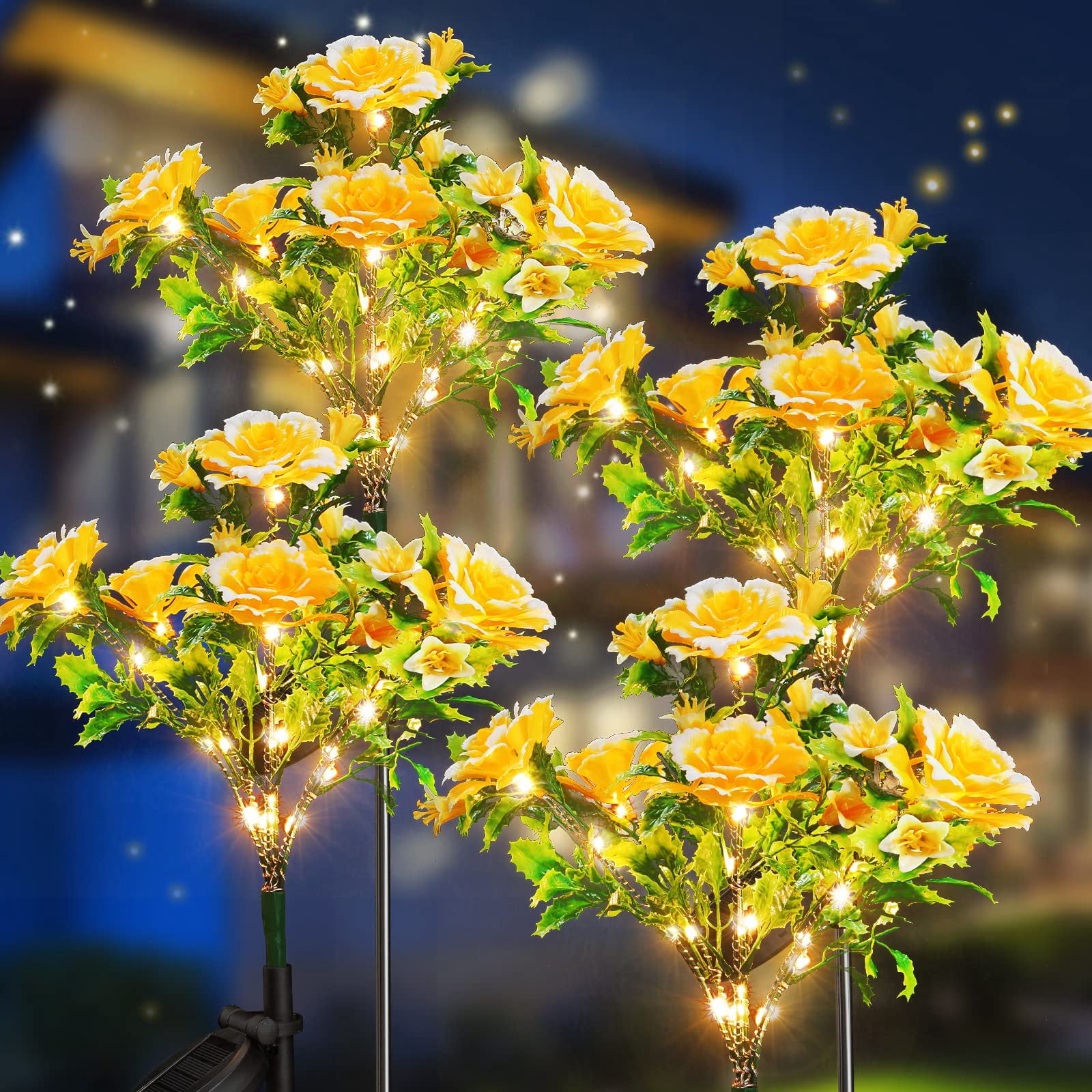 Neporal Solar Garden Lights Outdoor Dusk to Dawn, Solar Flowers Outdoor Waterproof IP65 for ...
