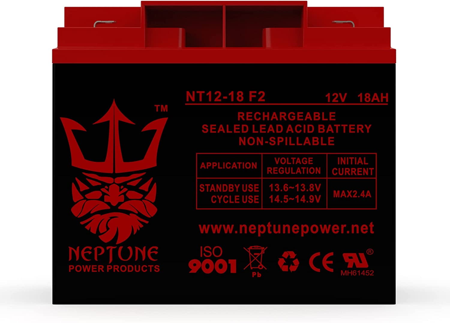 Neptune 12V 18Ah F2 SLA Replacement Battery for Powersonic PS-12180 F2 ...