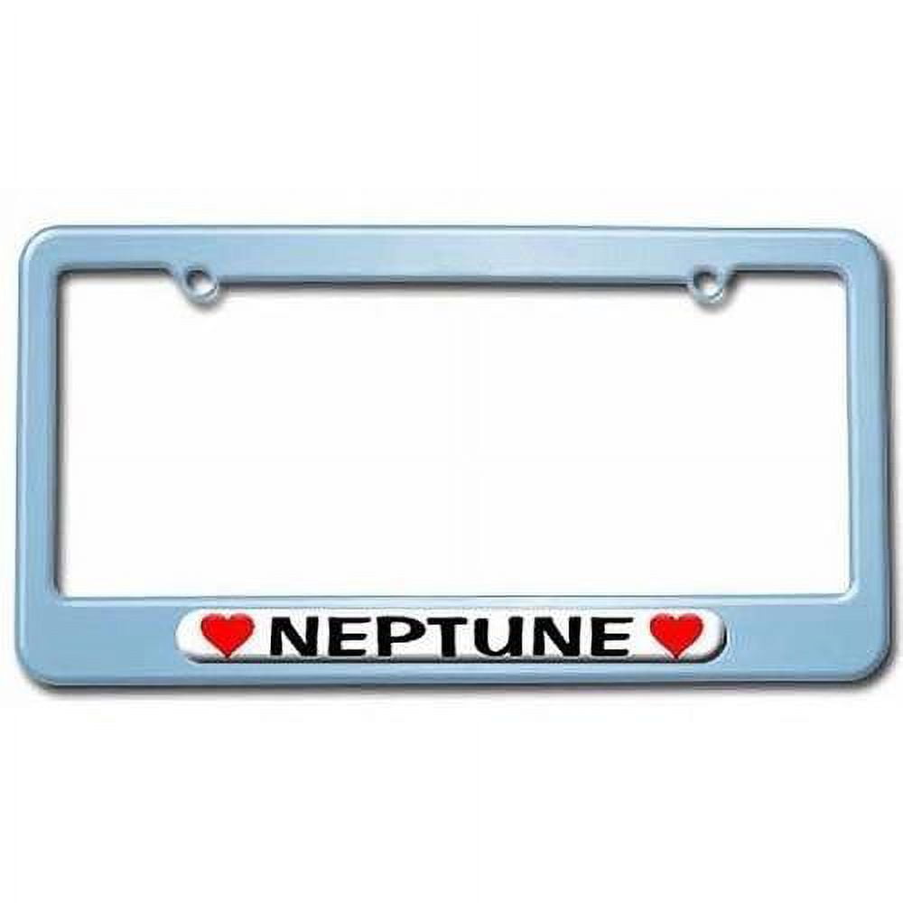 Neptune Love with Hearts License Plate Tag Frame, Light Blue Color ...