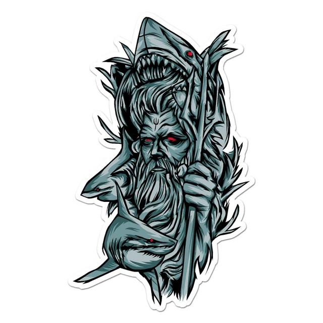Neptune Poseidon Sticker Phone Decal Water Bottle Stickers Car Decals ...