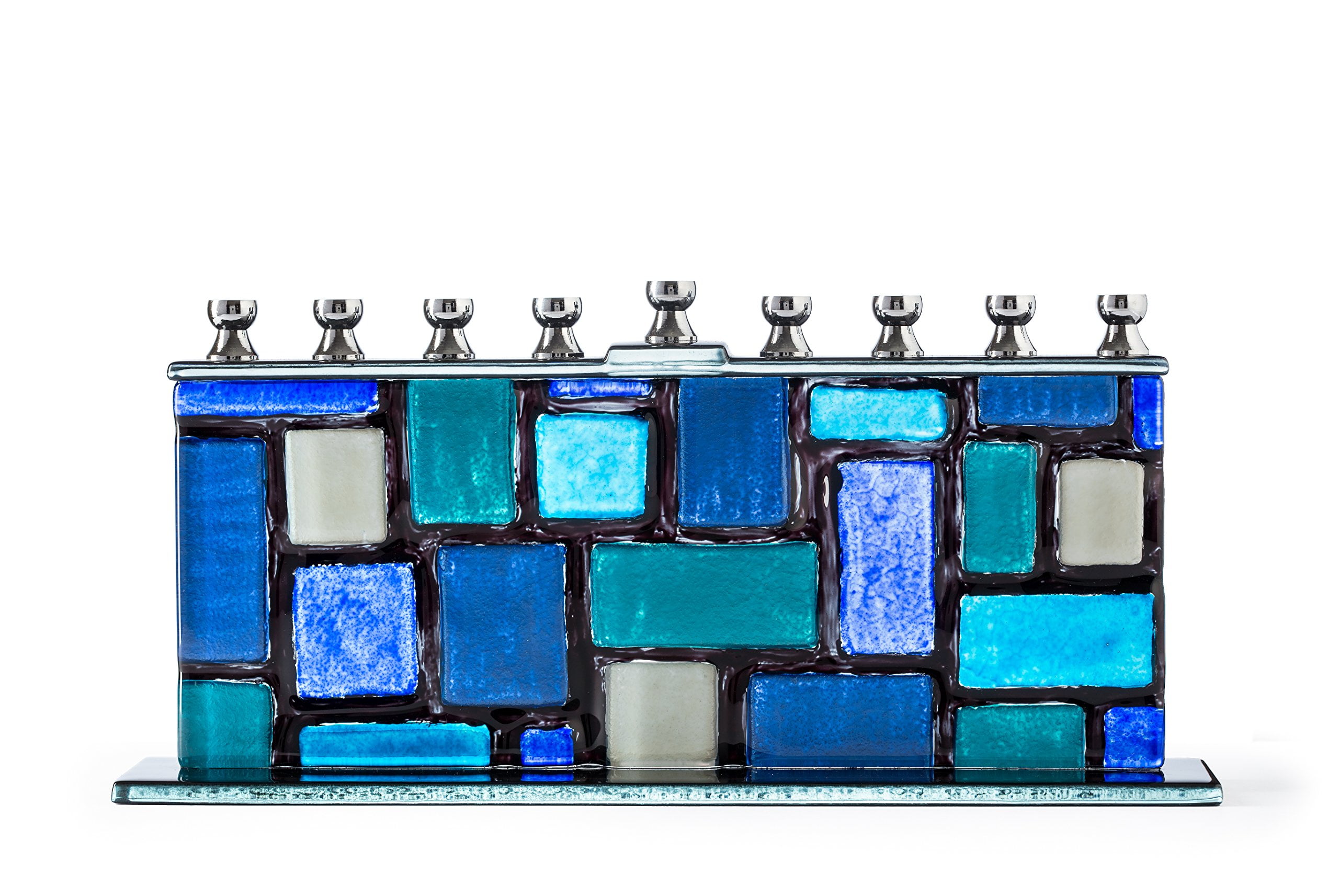 Ner Mitzvah Glass Candle Menorah - Fits All Standard Chanukah Candles ...