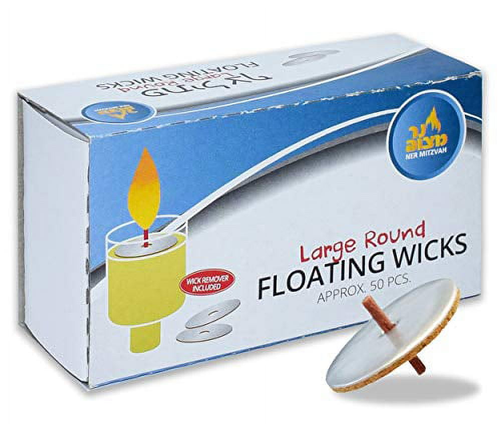 Ner Mitzvah Round Floating Wicks - 50 Count (Approx.), Large Cotton ...