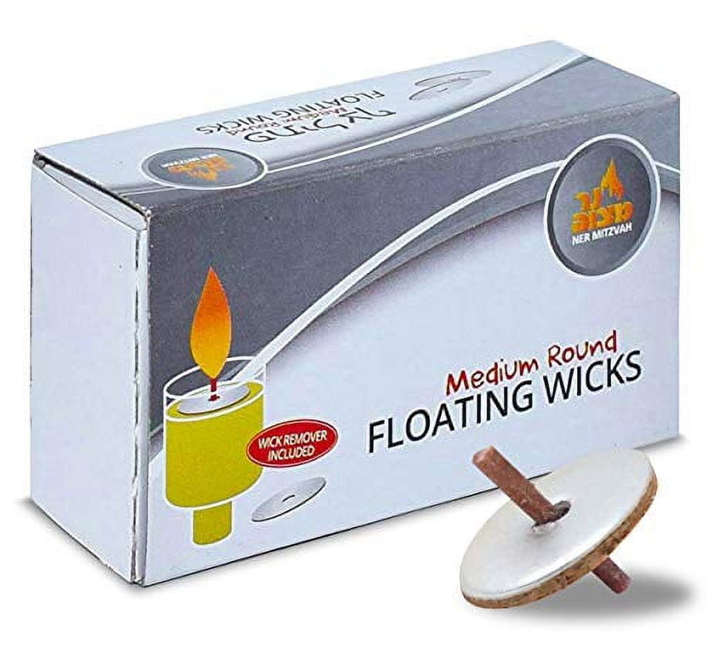 Ner Mitzvah Round Floating Wicks - 50 Count (Approx.), Medium Sized ...