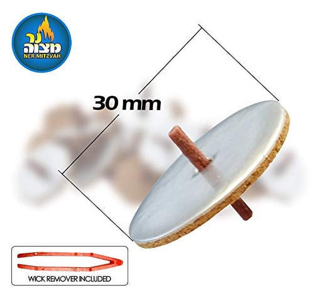 Ner Mitzvah Round Floating Wicks, Large Cotton Wicks and Cork Disc ...