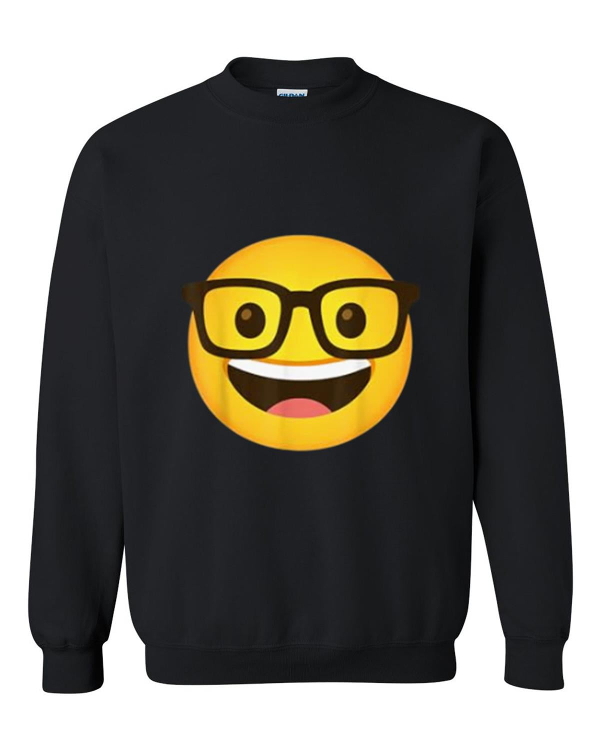 Nerd Face Emoticon With Big Glasses Geeky Expression Sweatshirt, for ...