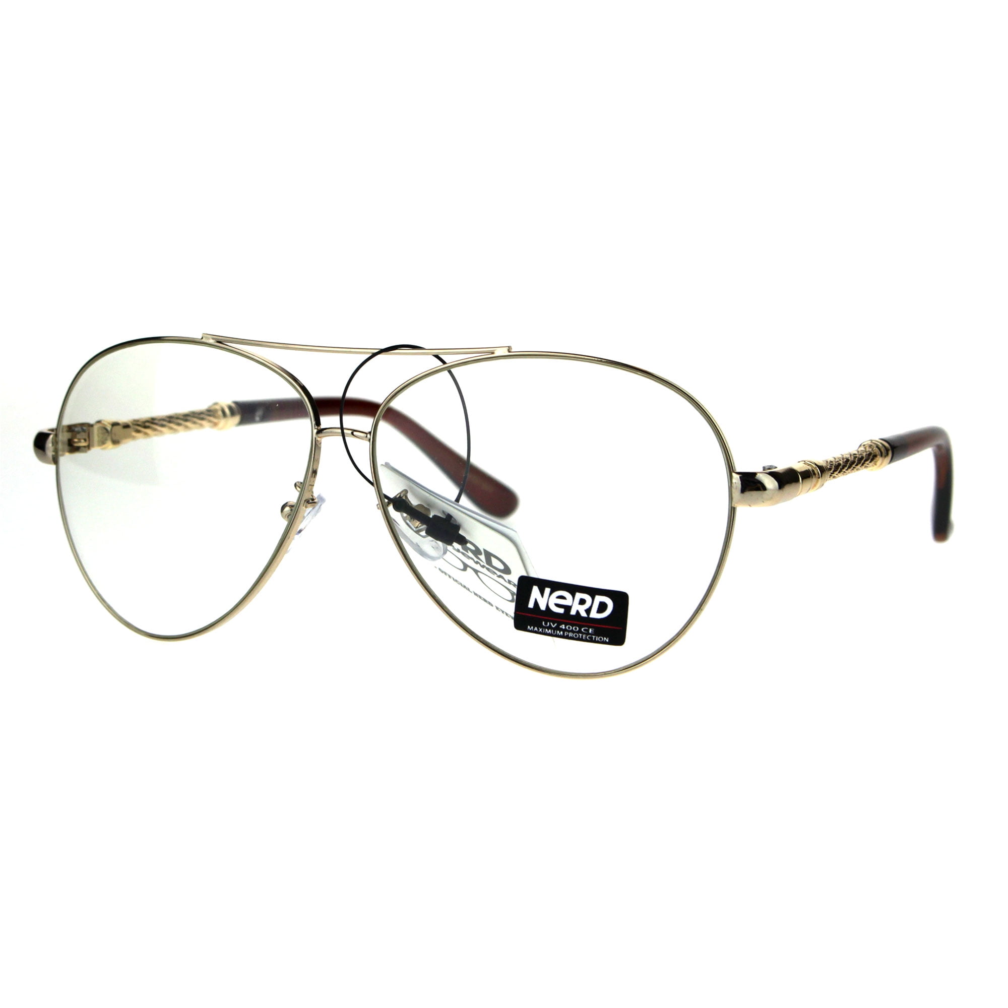 Nerd Metal Rebar Jewel Arm Designer Fashion Pilots Eyeglasses Gold ...