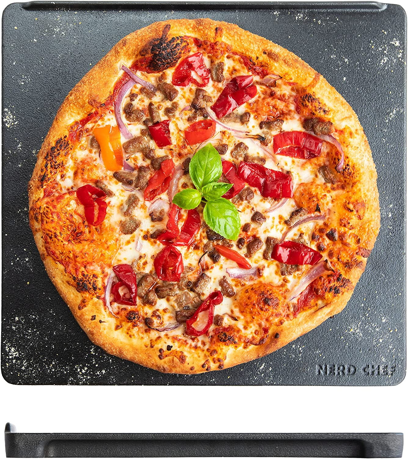 NerdChef Speed Steel - High Performance Pizza Baking Stone | Integrated Backstop & Handles ...